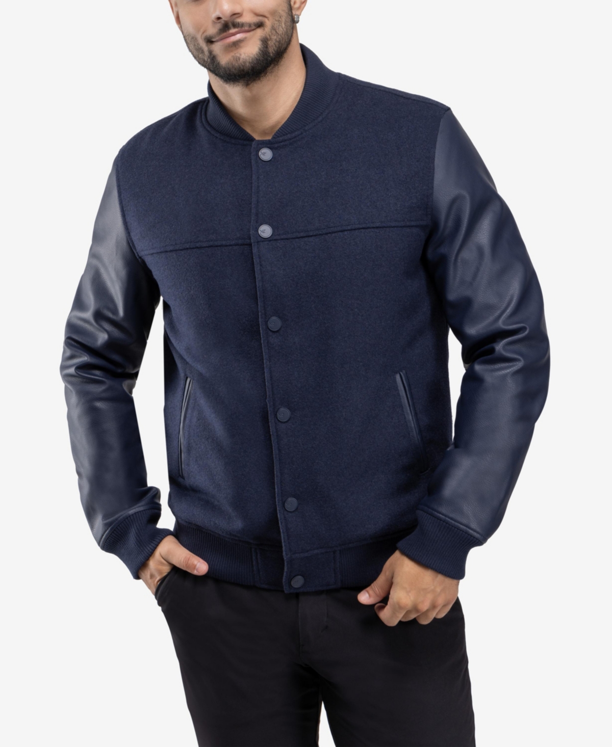 Click here for Xray Mens Wool Varsity Bomber Jacket With Pu Sleev... prices
