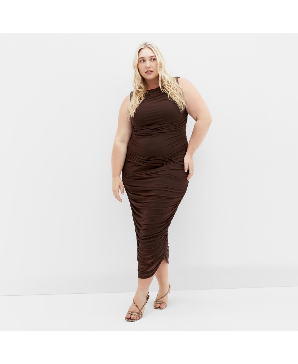 Click here for City Chic Plus Size Halo Midi Dress - Cocoa prices