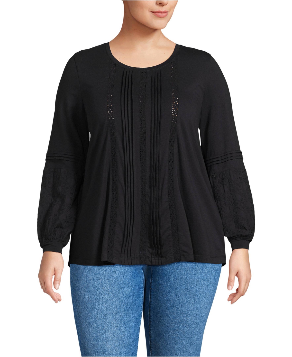 Click here for Lands End Plus Size Lightweight Jersey Lace Mix Lo... prices