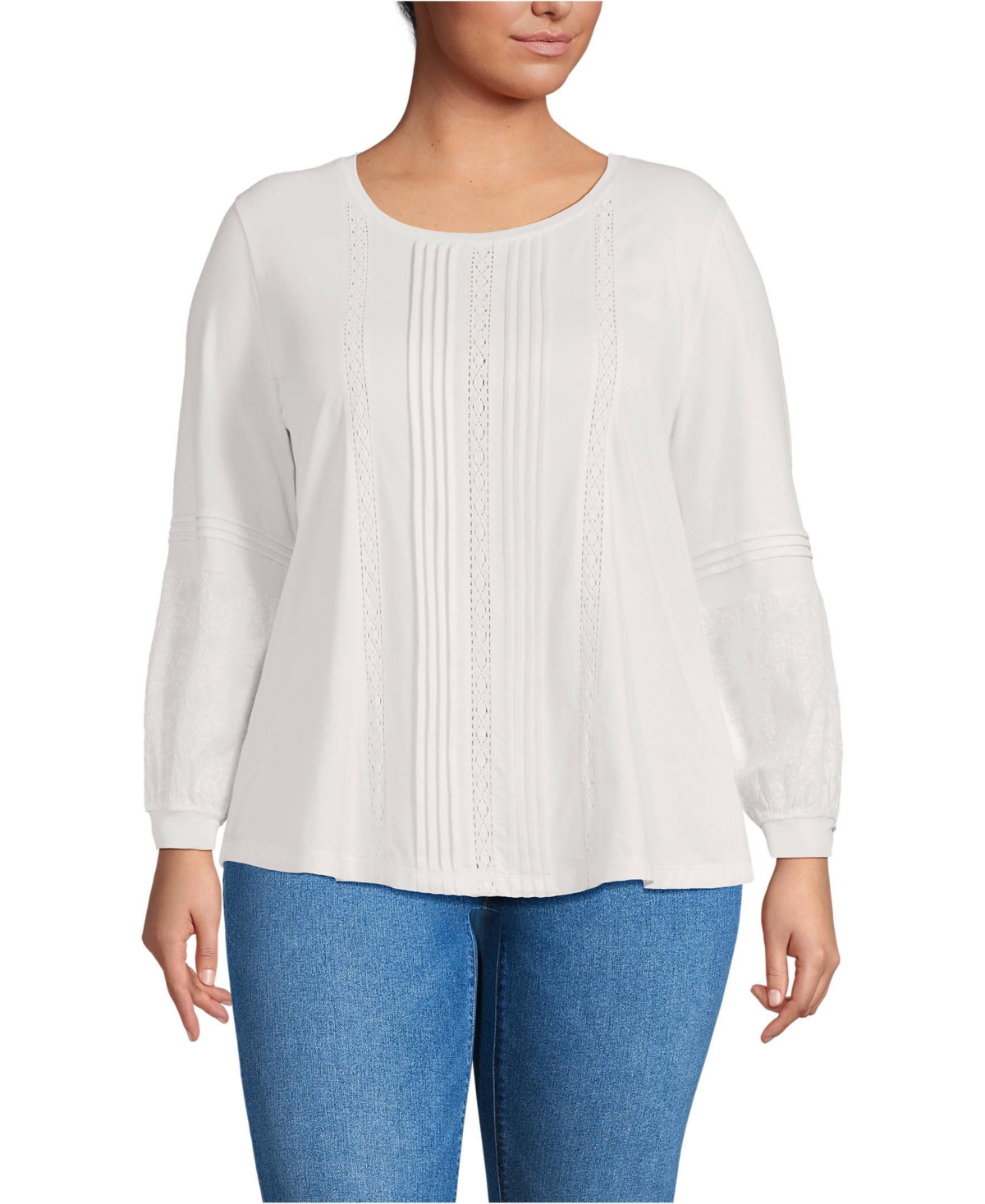 Click here for Lands End Plus Size Lightweight Jersey Lace Mix Lo... prices