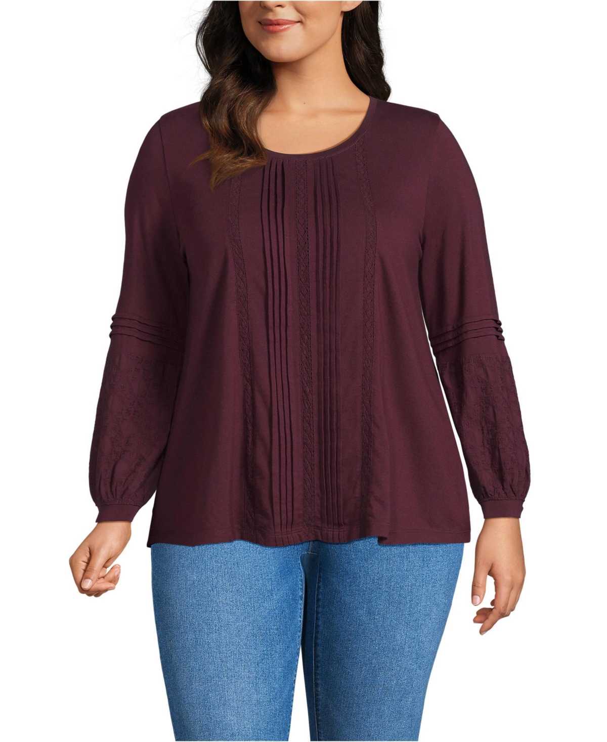 Click here for Lands End Plus Size Lightweight Jersey Lace Mix Lo... prices