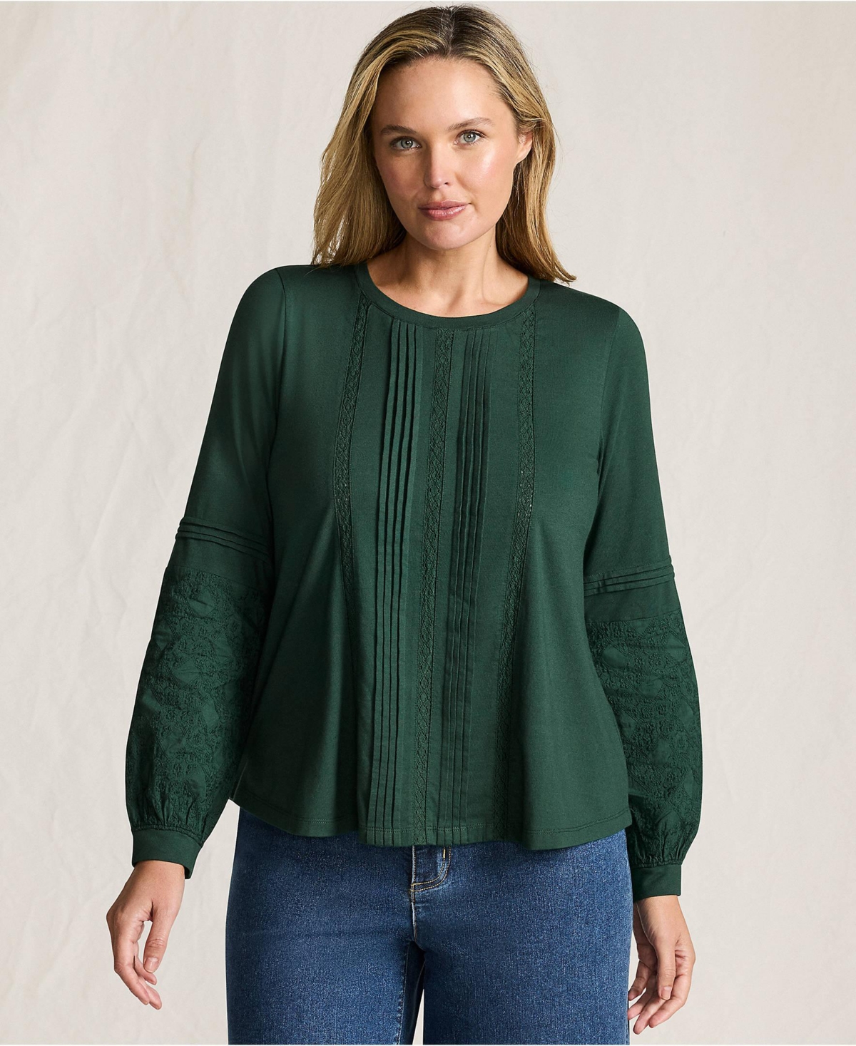 Click here for Lands End Plus Size Lightweight Jersey Lace Mix Lo... prices