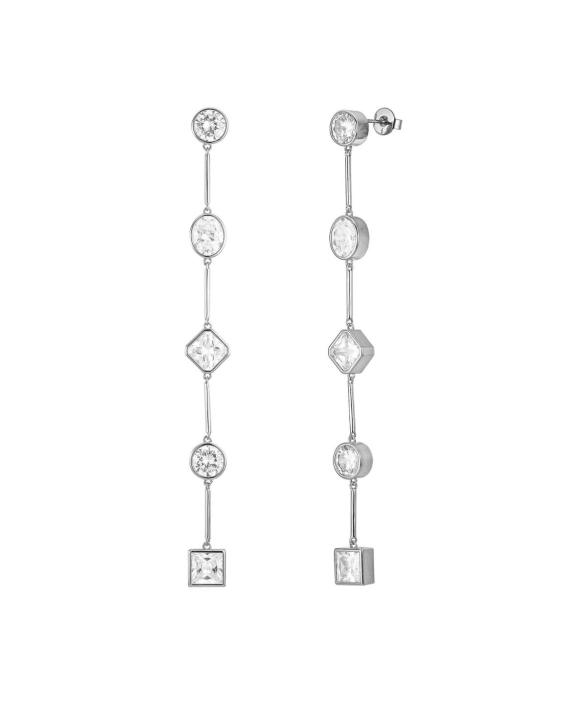 Click here for Carmela Bezel Crystal Drop Earrings - Silver prices