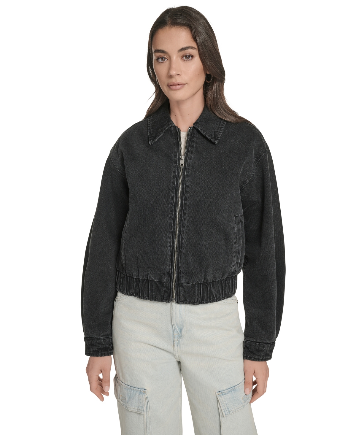 Click here for Levis Womens Laydown Collar Bomber Denim Jacket -... prices