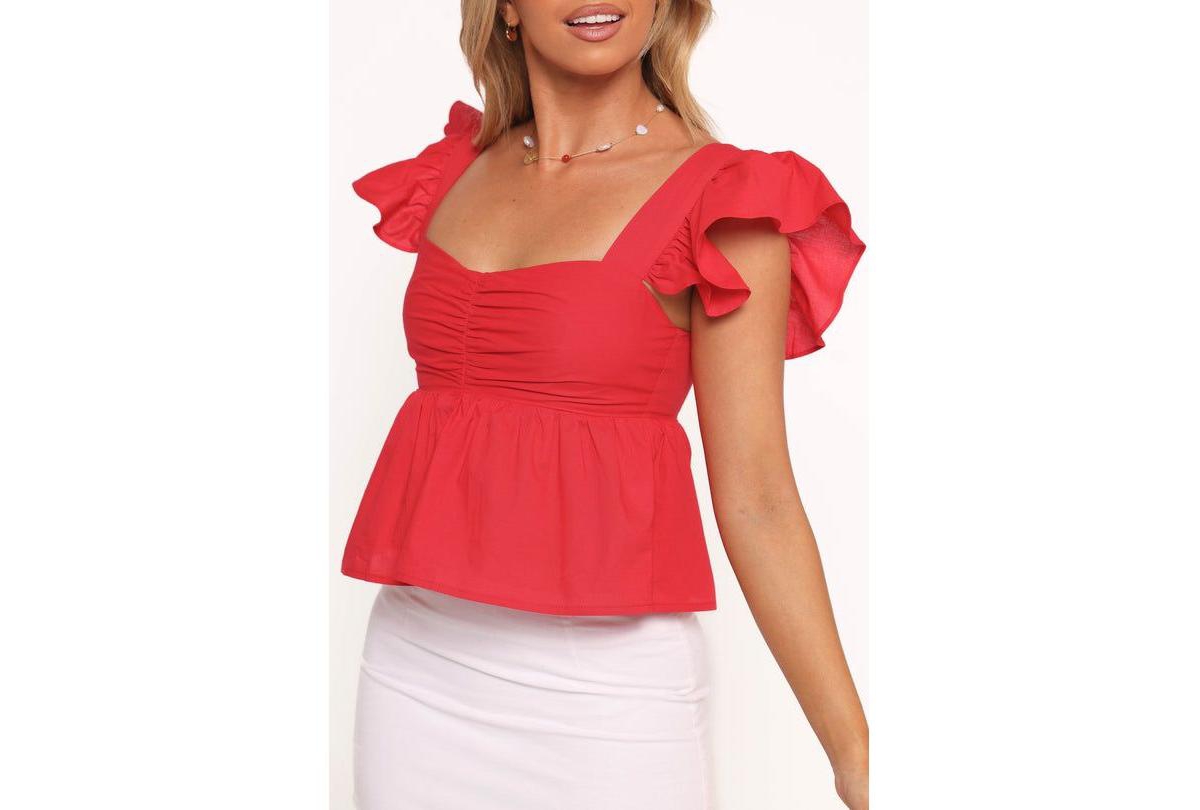 Click here for Petal and Pup Womens Lyric Ruffle Top - Red - Red prices