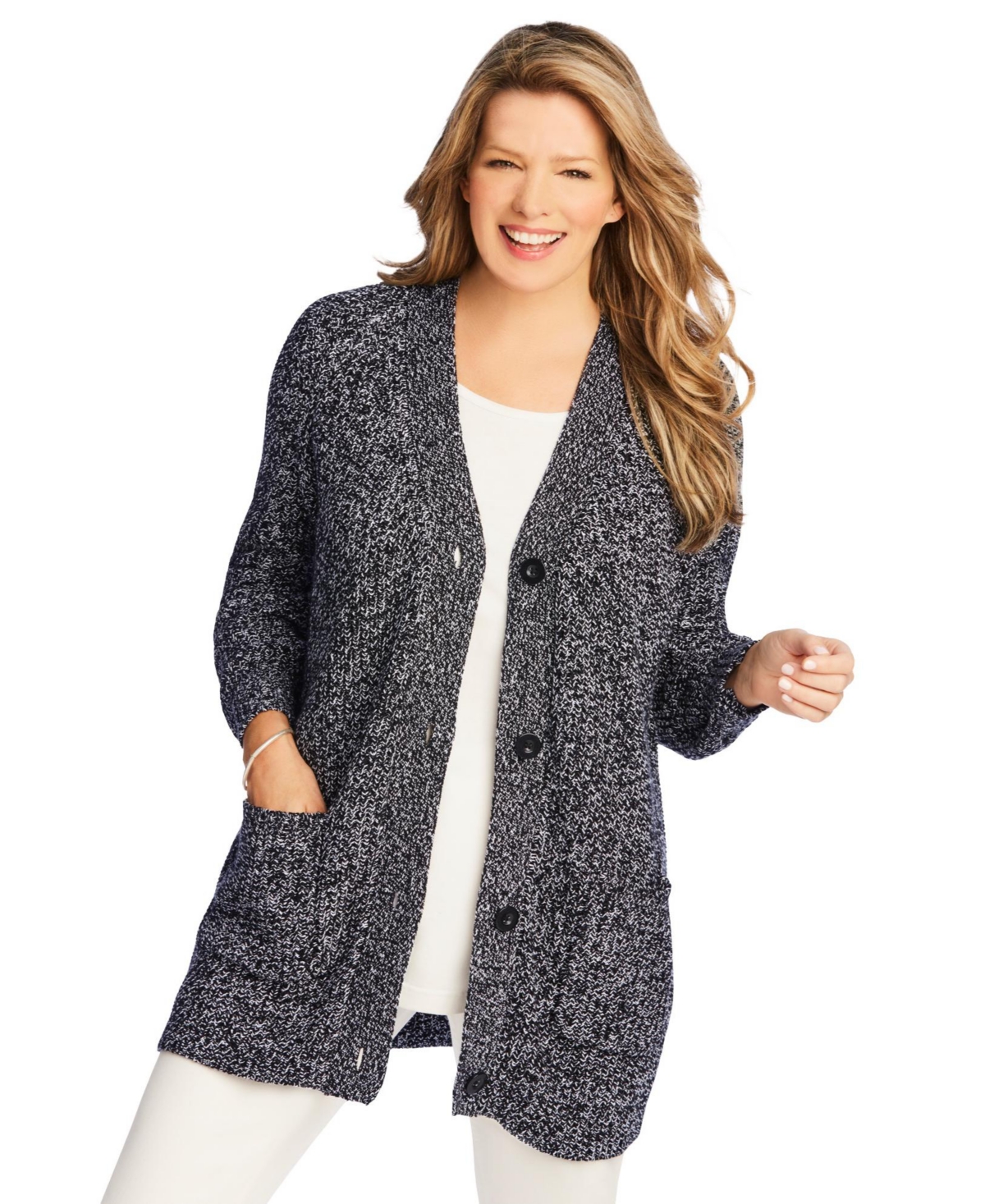 Click here for Woman Within Plus Size Within Button-Front Shaker... prices