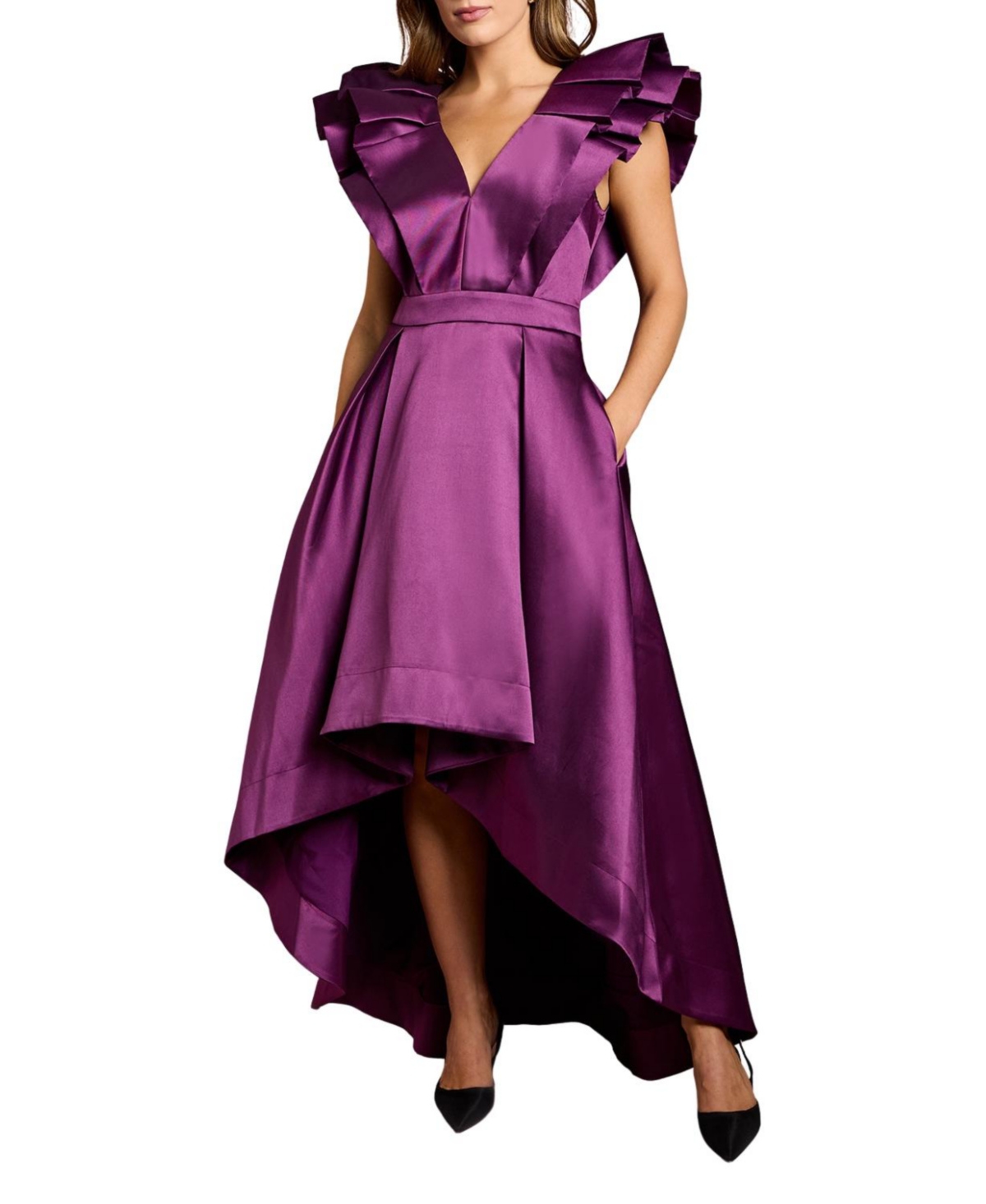 Click here for Coast Womens Frill Sleeve V-Neck Midi Dress - Purp... prices