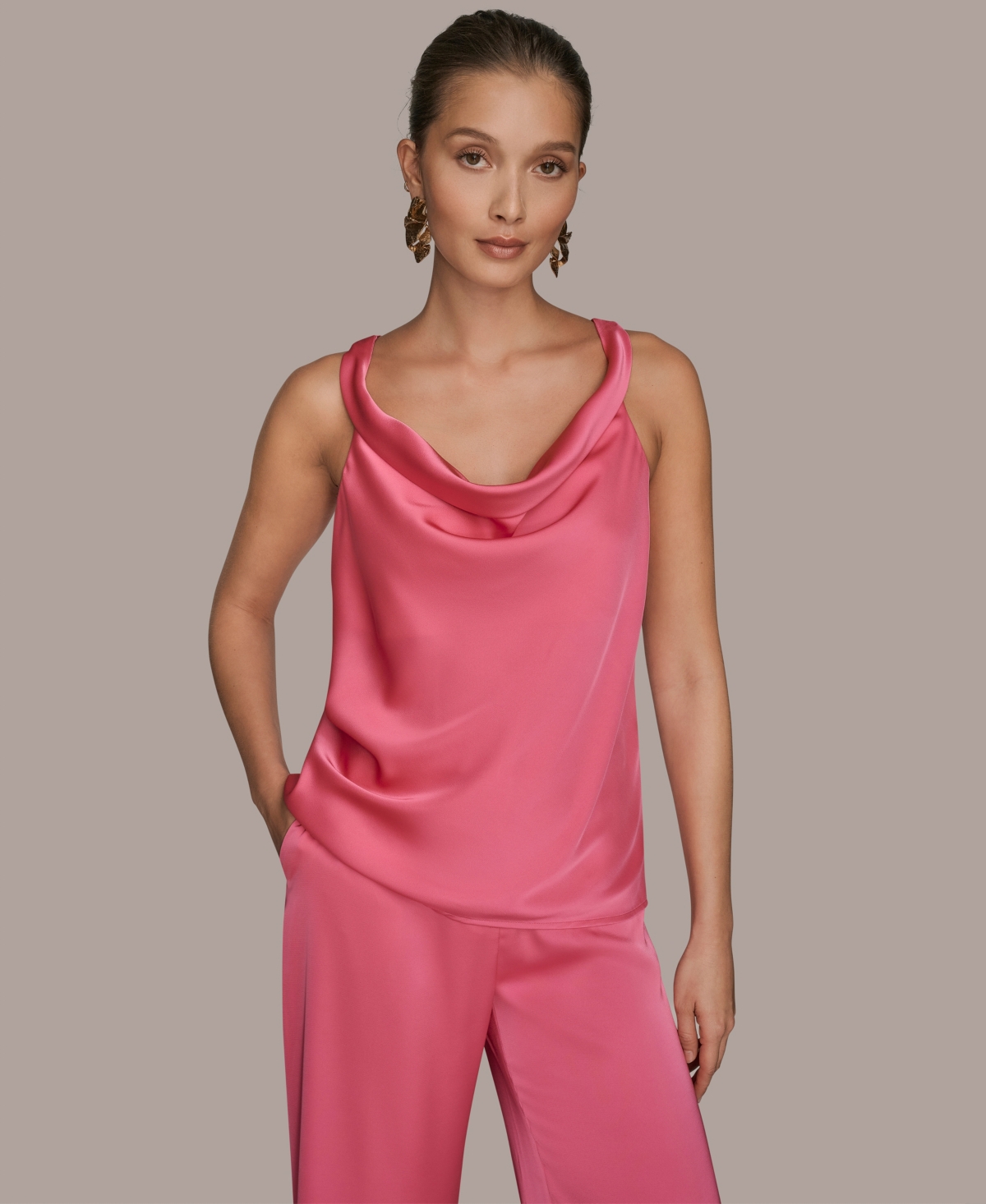 Click here for Donna Karan New York Womens Sleeveless Twisted-Str... prices