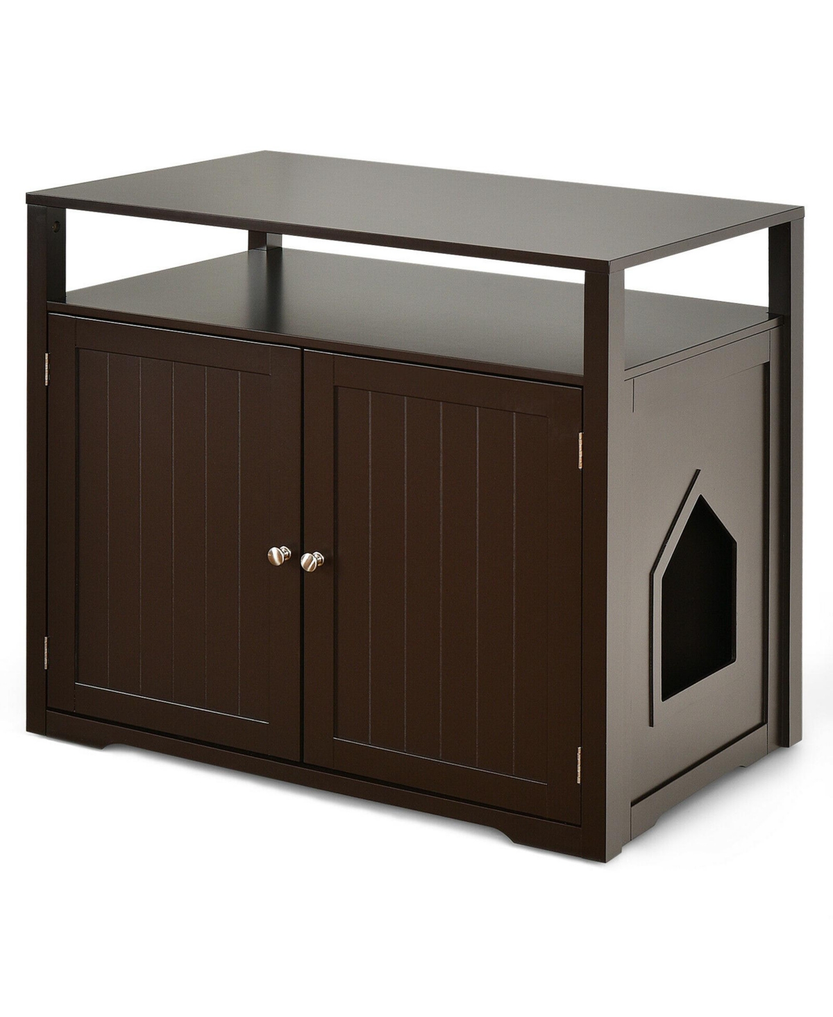 Click here for Gymax Wooden Cat Litter Box Enclosure Hidden Cat W... prices