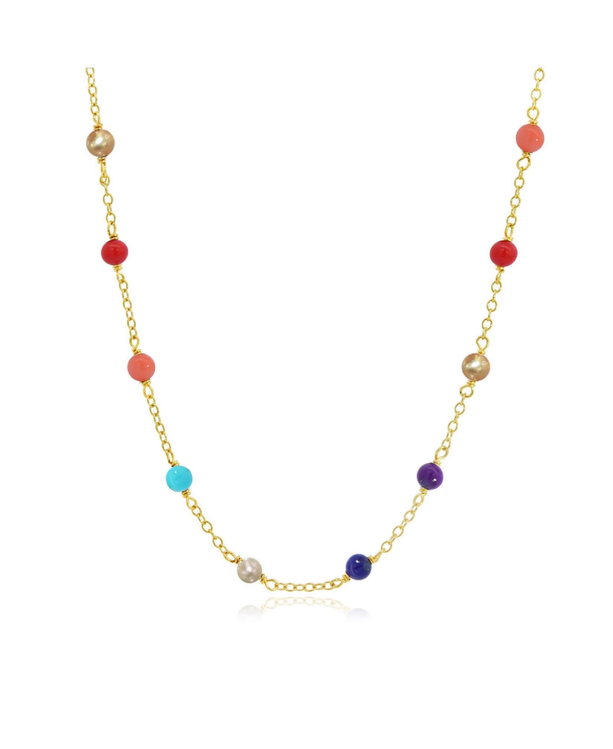 Click here for The Lovery Rainbow Gemstone Bead Chain Necklace 14... prices