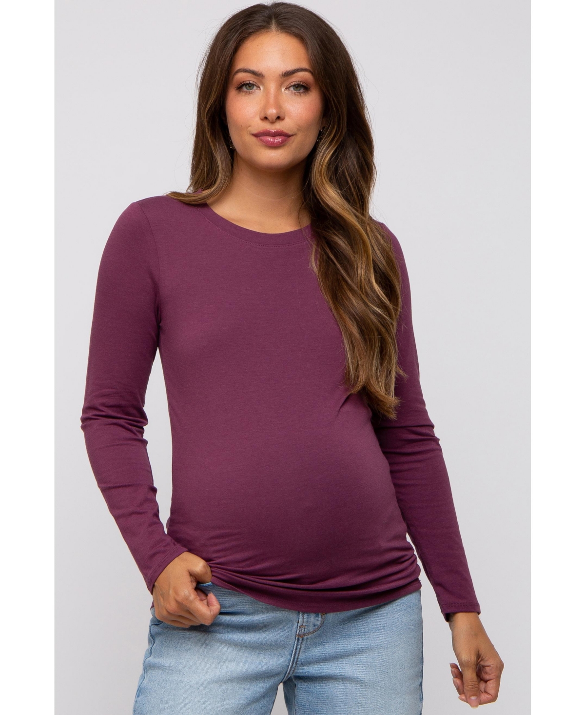 Click here for Pinkblush Plum Long Sleeve Maternity Top - Plum prices