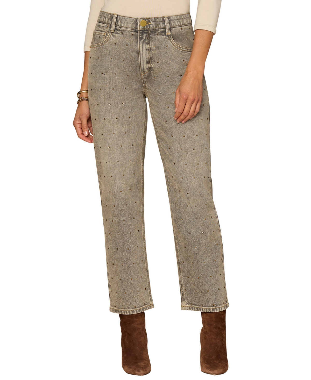 Click here for Democracy Petite Ab Solution High-Rise Rhinestone... prices