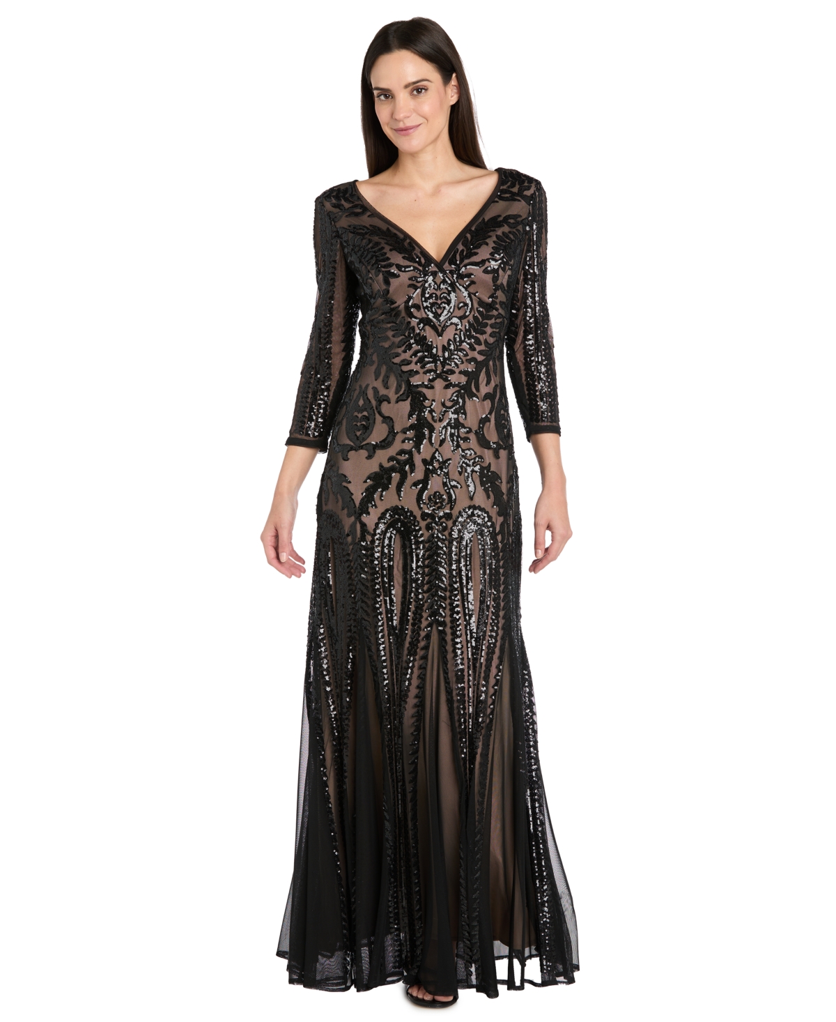 Click here for R & M Richards Petite Beaded V-Neck Dress - Black... prices