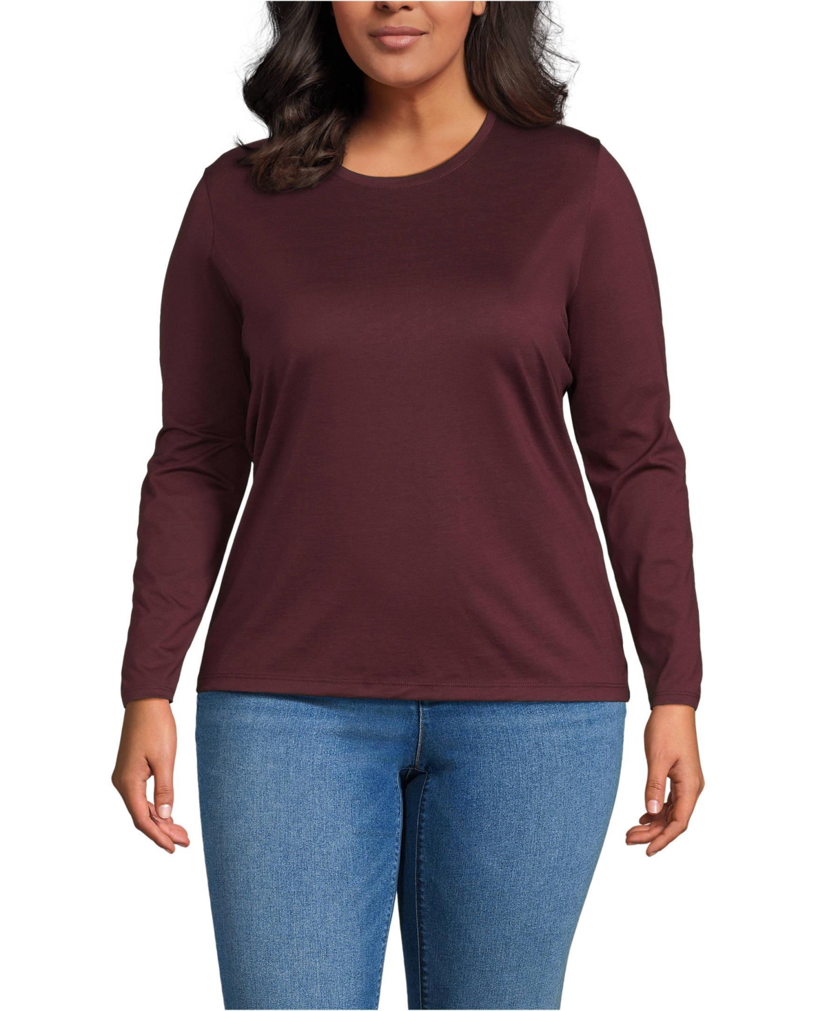 Click here for Lands End Plus Size Relaxed Supima Cotton Long Sle... prices