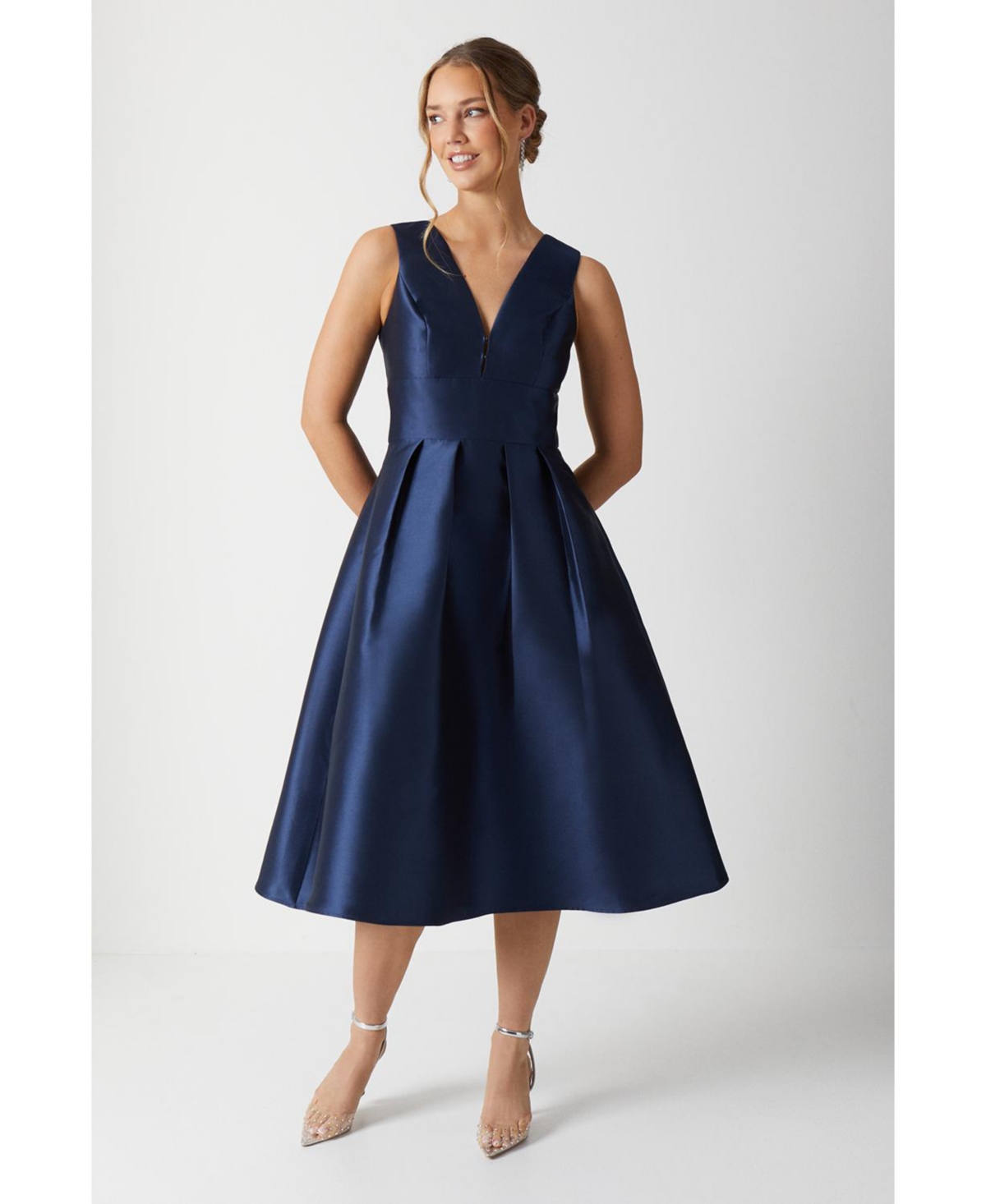Click here for Coast Womens Twill Midi Bridesmaid Dress - Navy prices