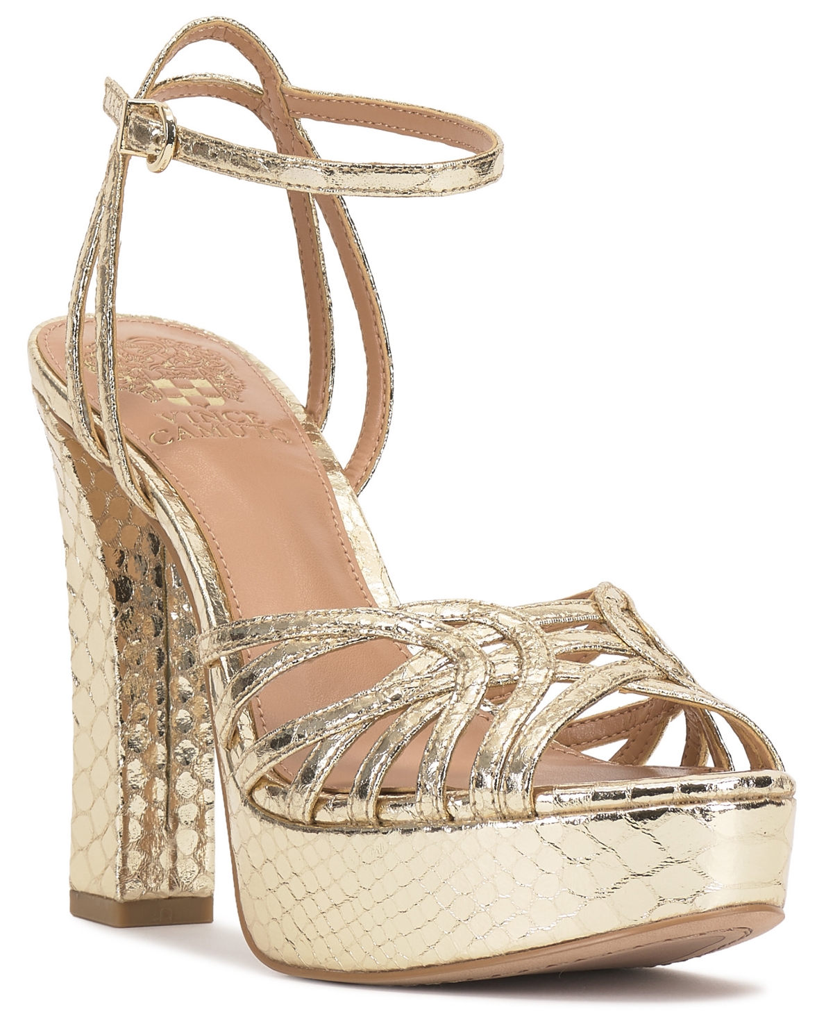 Vince Camuto Womens Samlee Strappy Platform Sandals - Gold Metallic