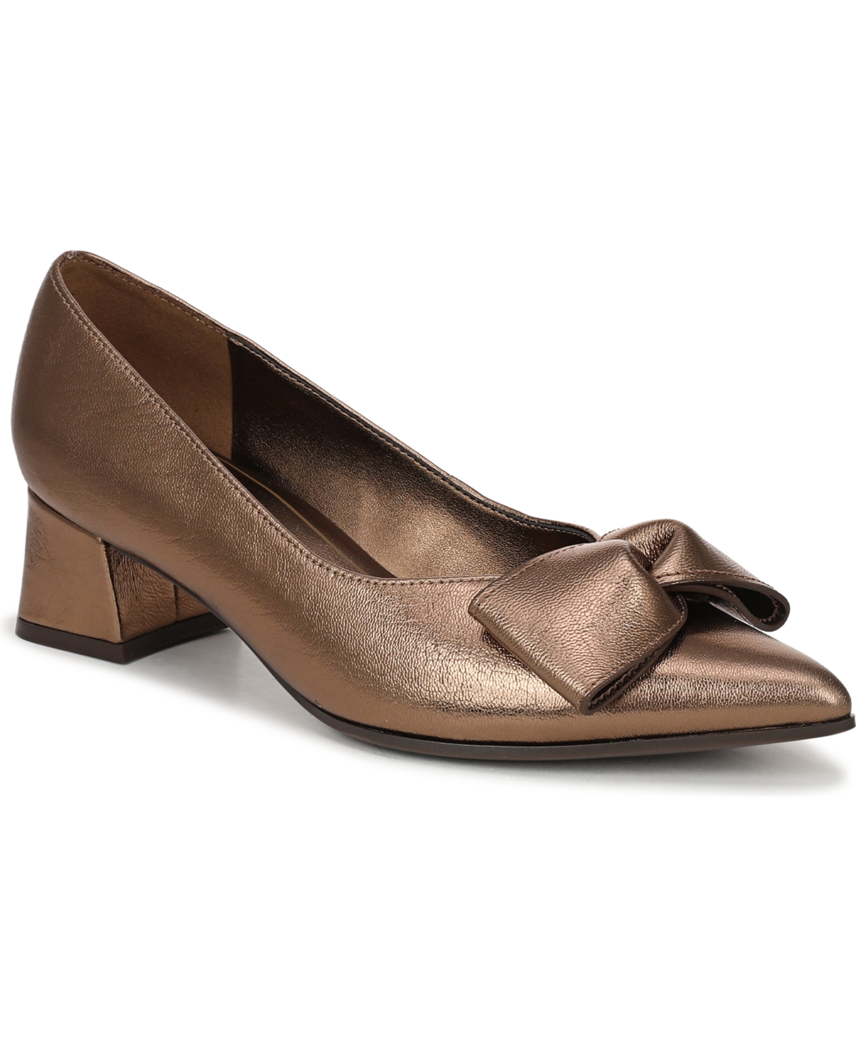 Click here for Naturalizer Mavis Mid-Heel Pumps - Old Gold Leathe... prices