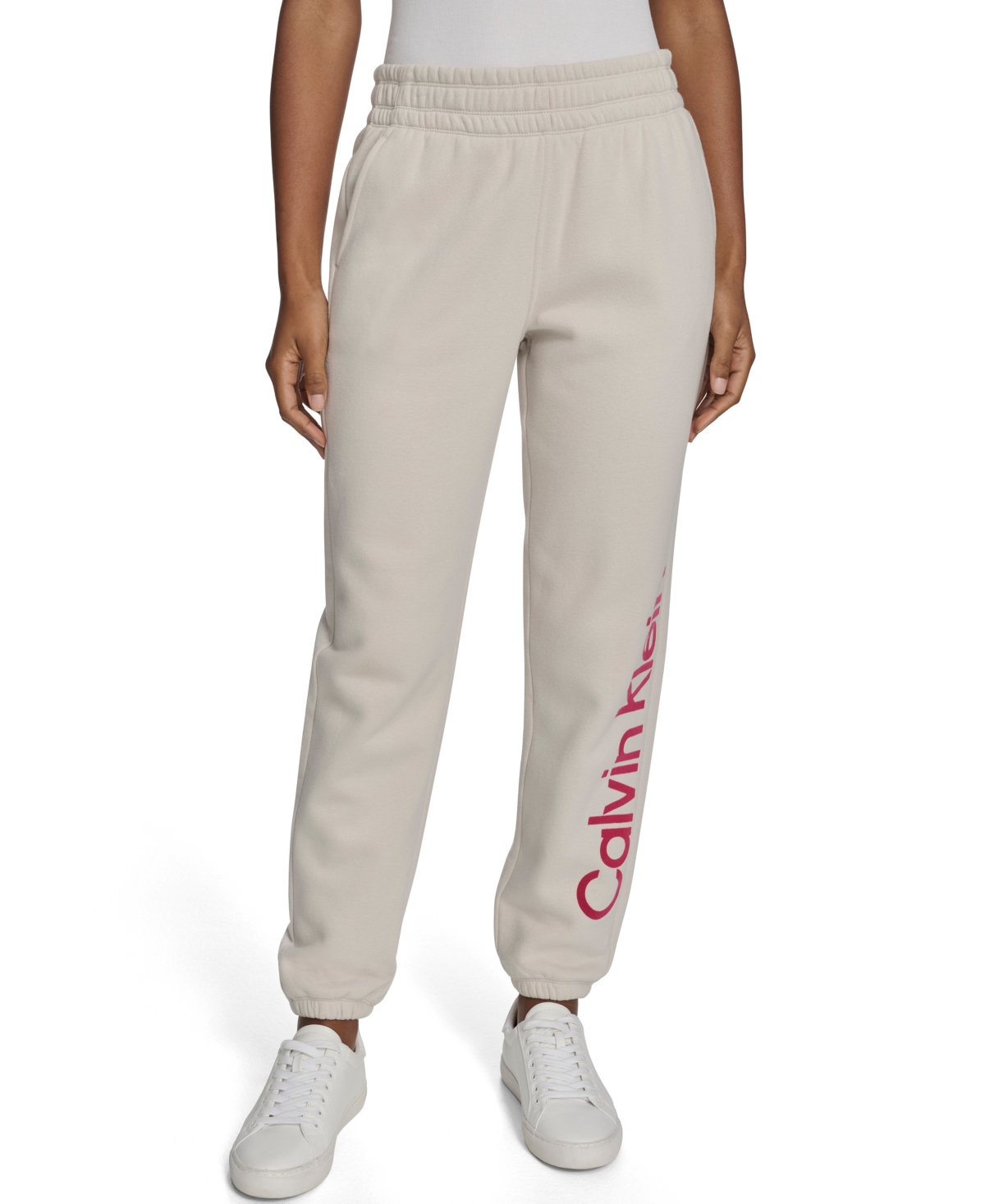 Click here for Calvin Klein Womens Flocked Logo Jogger Relaxed Fi... prices