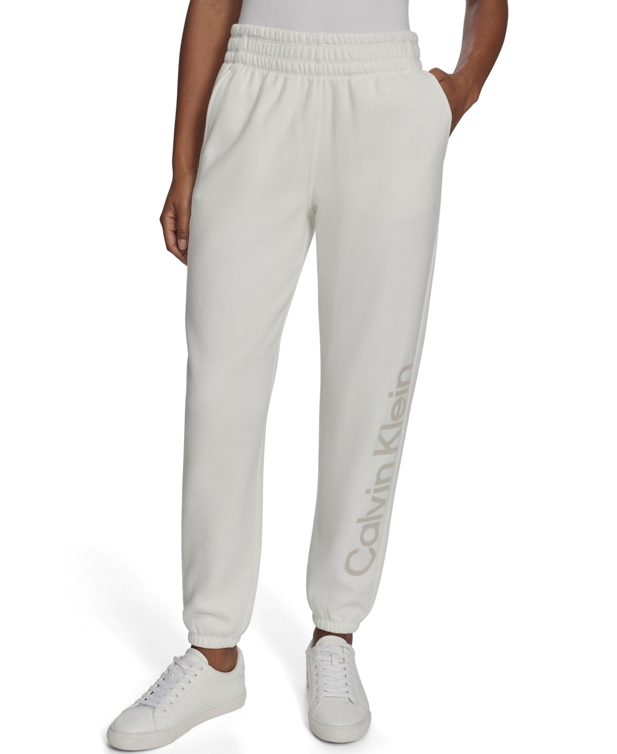 Click here for Calvin Klein Womens Flocked Logo Jogger Relaxed Fi... prices