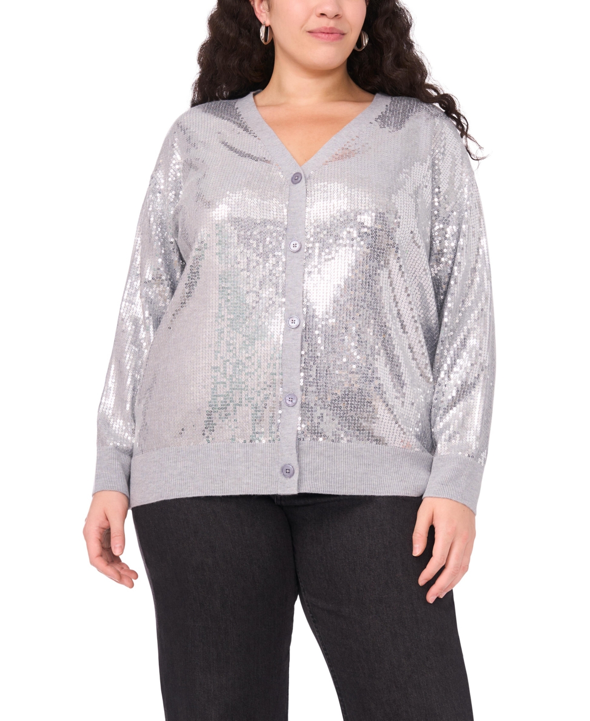 Click here for Vince Camuto Plus Size Sequined V-Neck Cardigan Sw... prices
