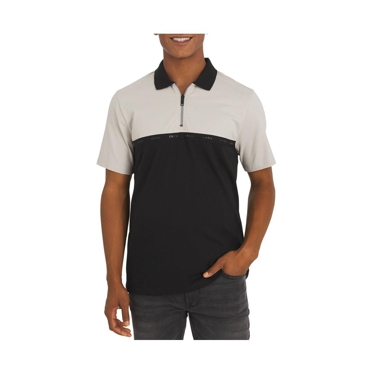 Click here for Dkny Mens Highwalk Cotton Zip Front Polo - Moonstu... prices