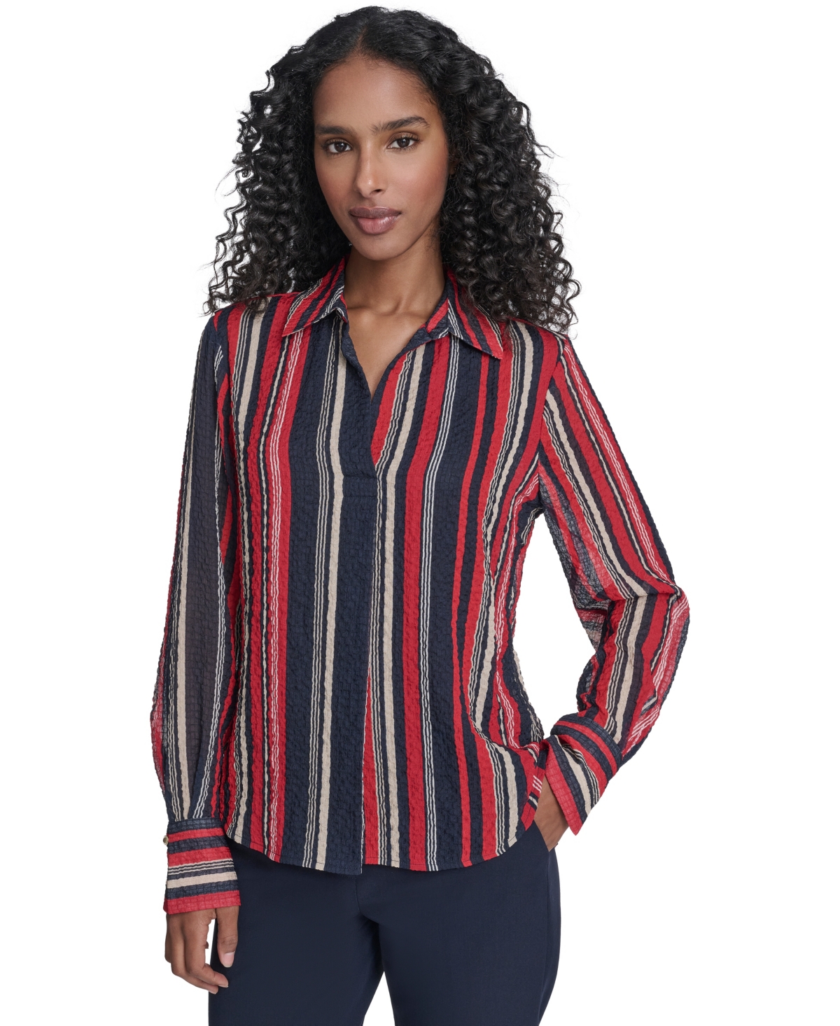 Click here for Tommy Hilfiger Womens Striped Long Sleeve Pull-On... prices