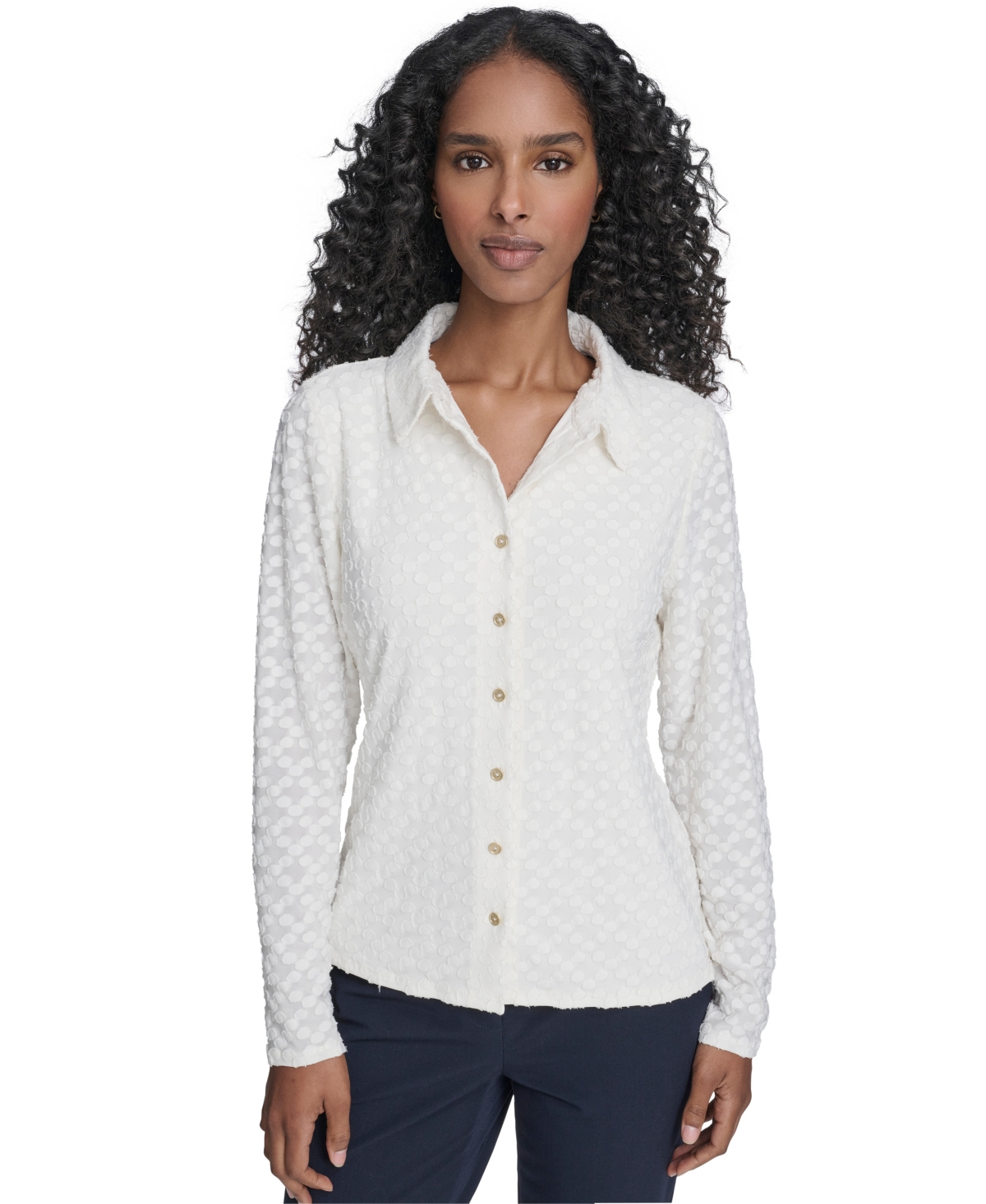 Click here for Tommy Hilfiger Womens Floral Clip Button-Up Top -... prices
