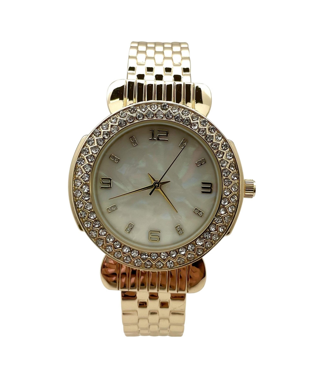 Click here for Olivia Pratt Gold Round Face Rhinestone Bezel Bang... prices