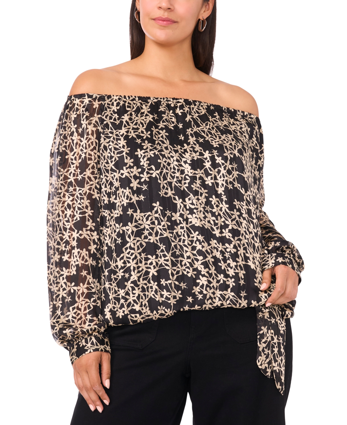 Click here for Vince Camuto Plus Size Off-The-Shoulder Printed To... prices