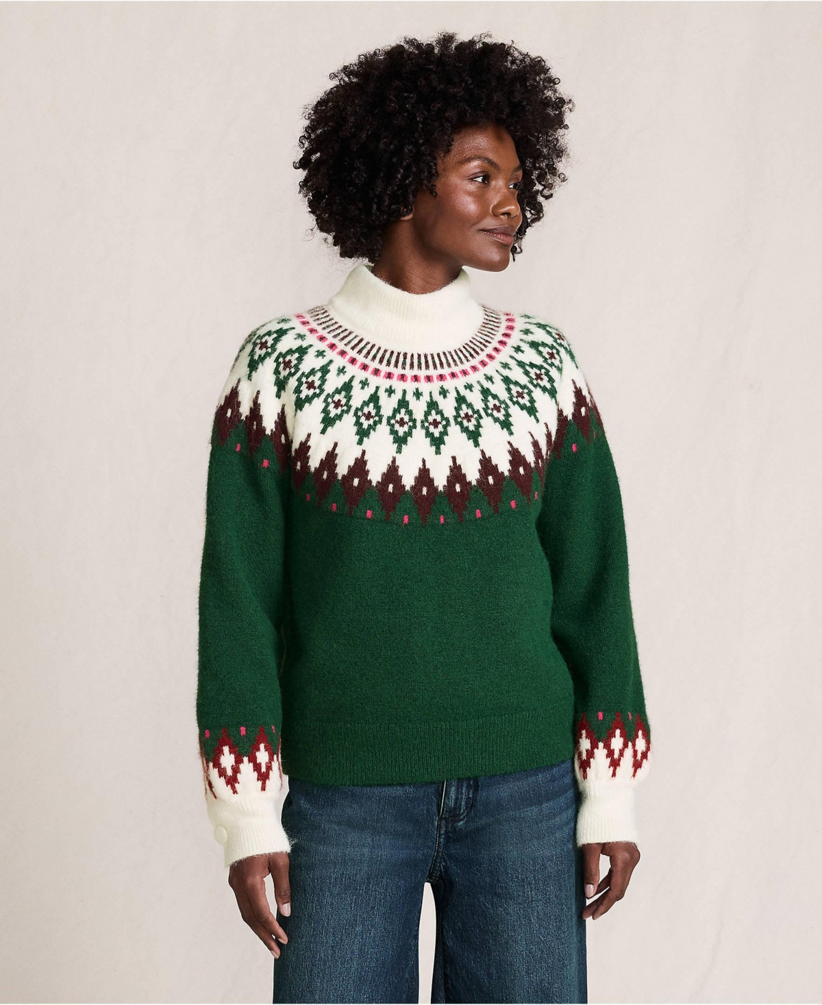 Click here for Lands End Womens Fuzzy Turtleneck Lantern Sleeve J... prices