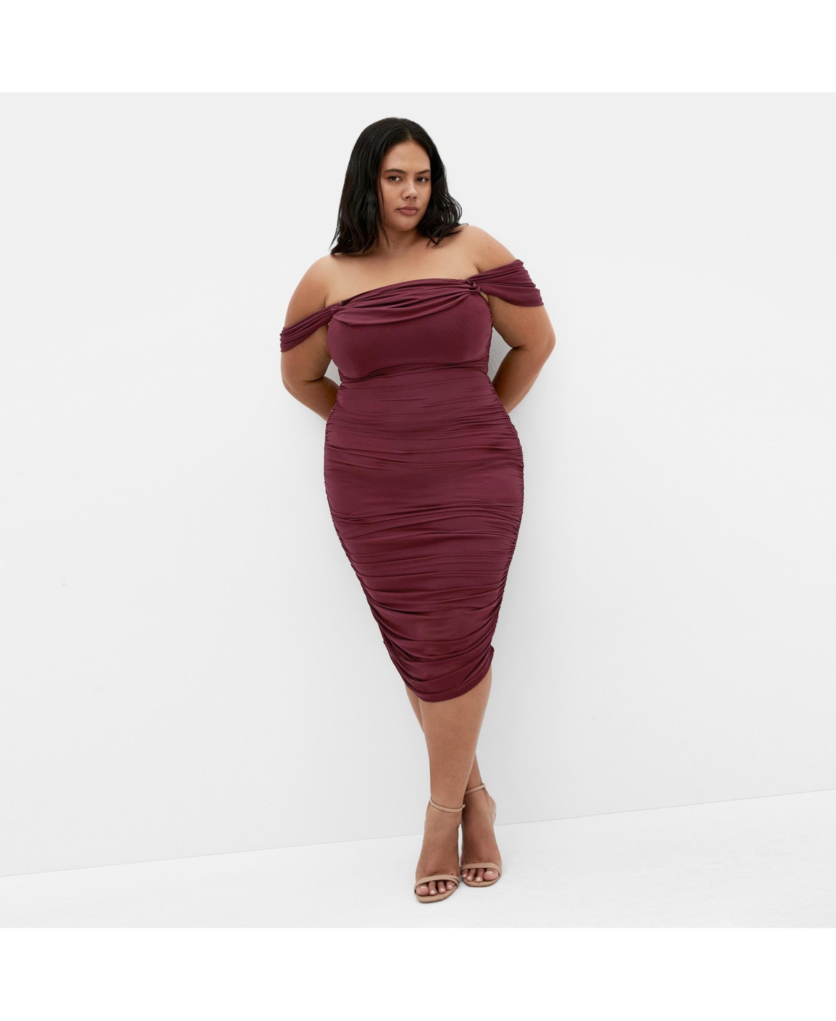 Click here for City Chic Plus Size Jazmin Ruched Dress - Dark che... prices