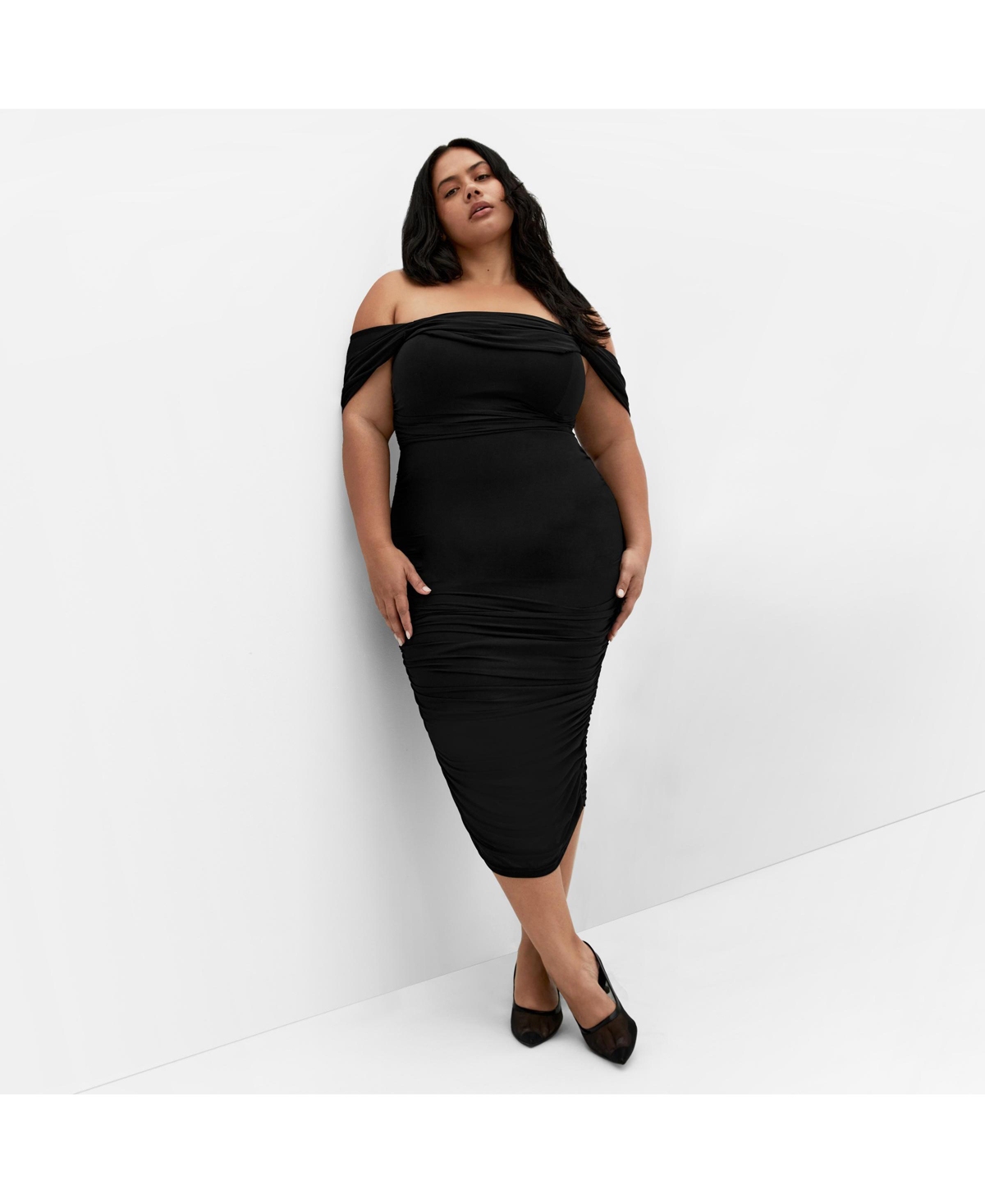 Click here for City Chic Plus Size Jazmin Ruched Dress - Black prices