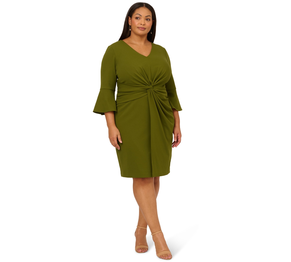 Click here for Adrianna Papell Plus Size Twist Crepe V-Neck Short... prices