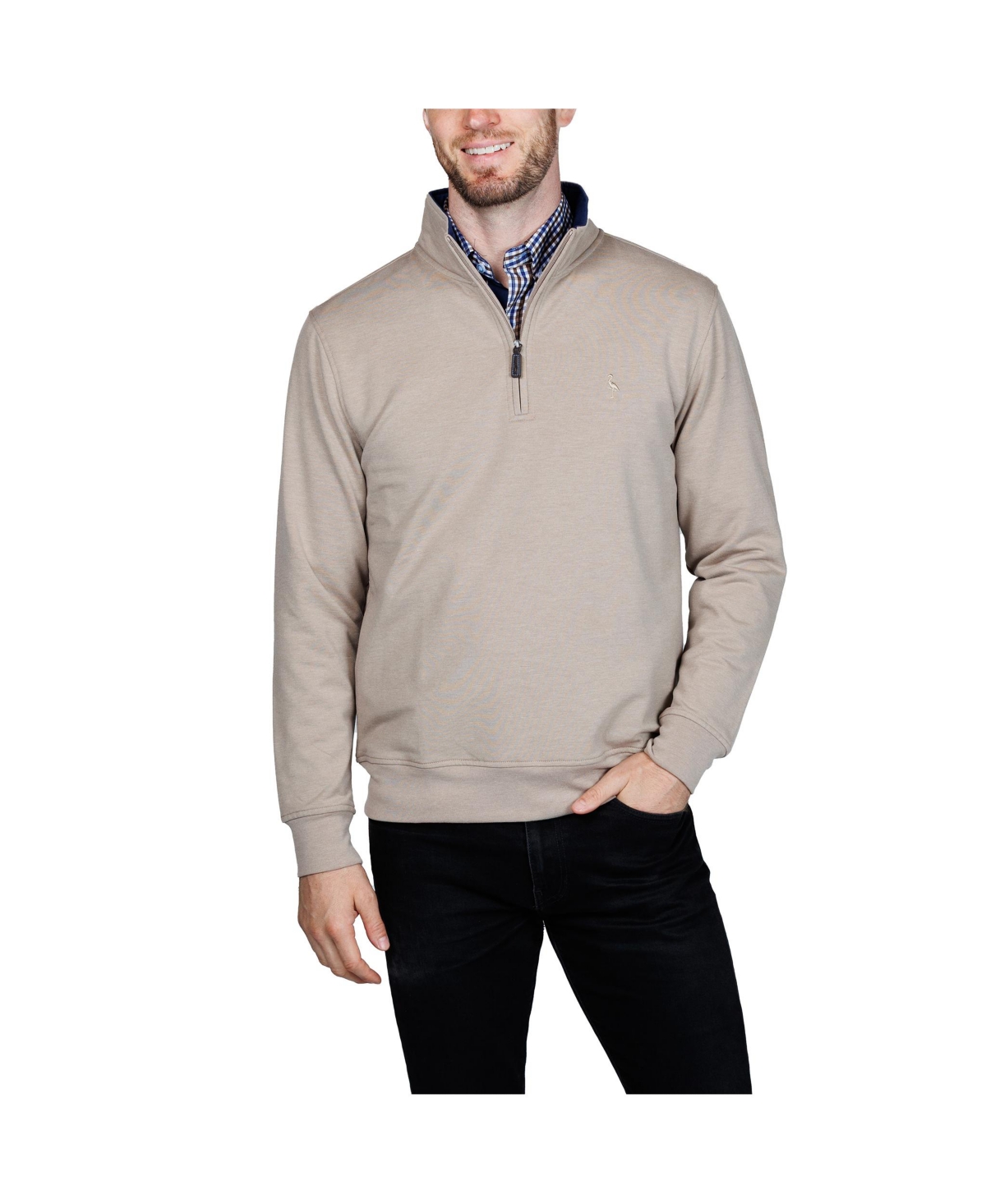 Click here for Tailorbyrd Mens Fleece Quarter Zip - Camel prices