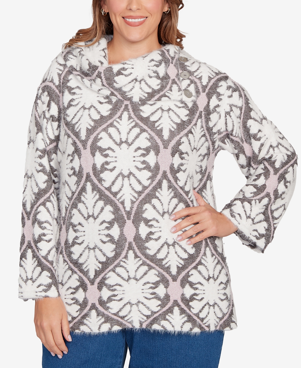 Click here for Ruby Rd. Plus Size Medallion Jacquard Sweater Knit... prices