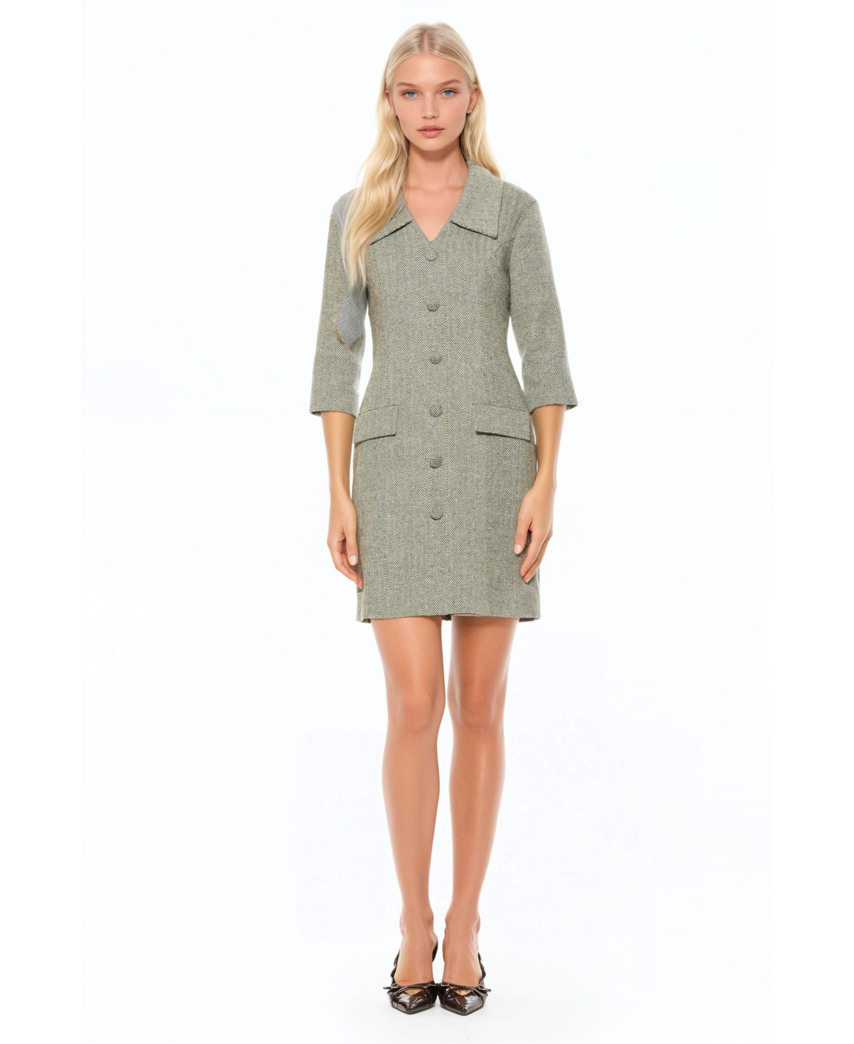 Click here for Alexia Admor Womens Isolde Tweed Dress - Herringbo... prices