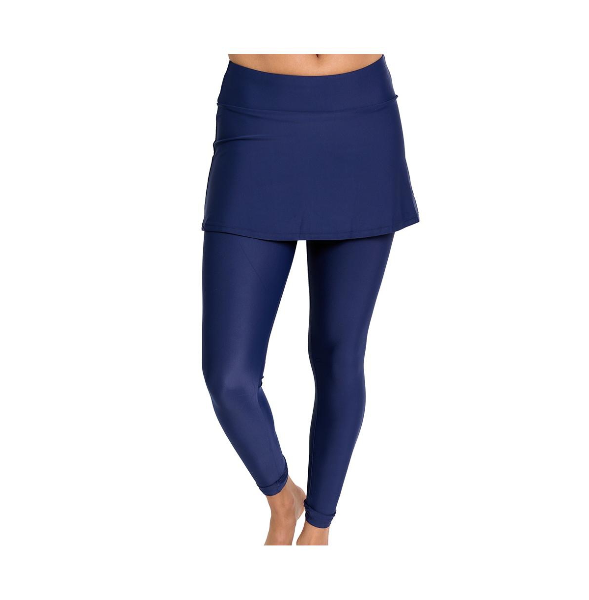 Click here for Calypsa Womens Skirted Long Swim Leggings - Navy prices