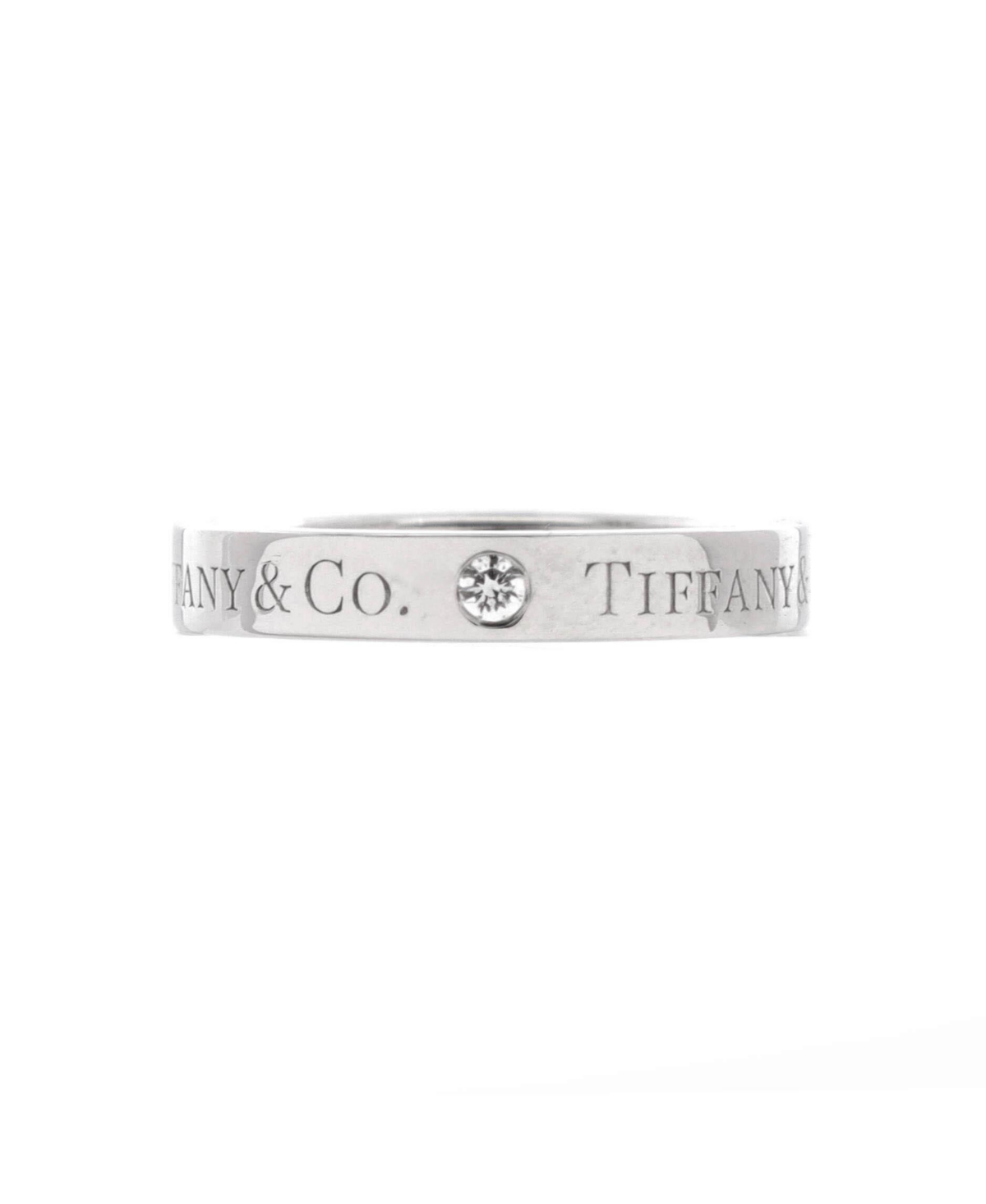 Click here for Pre-Owned Tiffany & Co Logo Band Ring - Platinum (... prices
