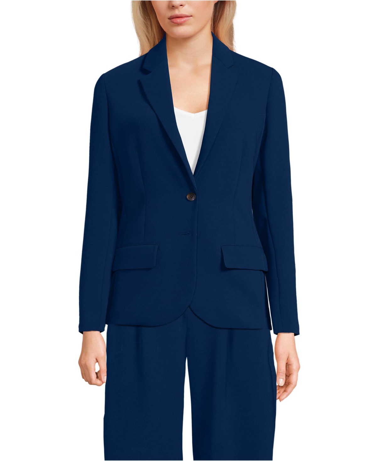 Click here for Lands End Womens Crepe Blazer - Deep sea navy prices