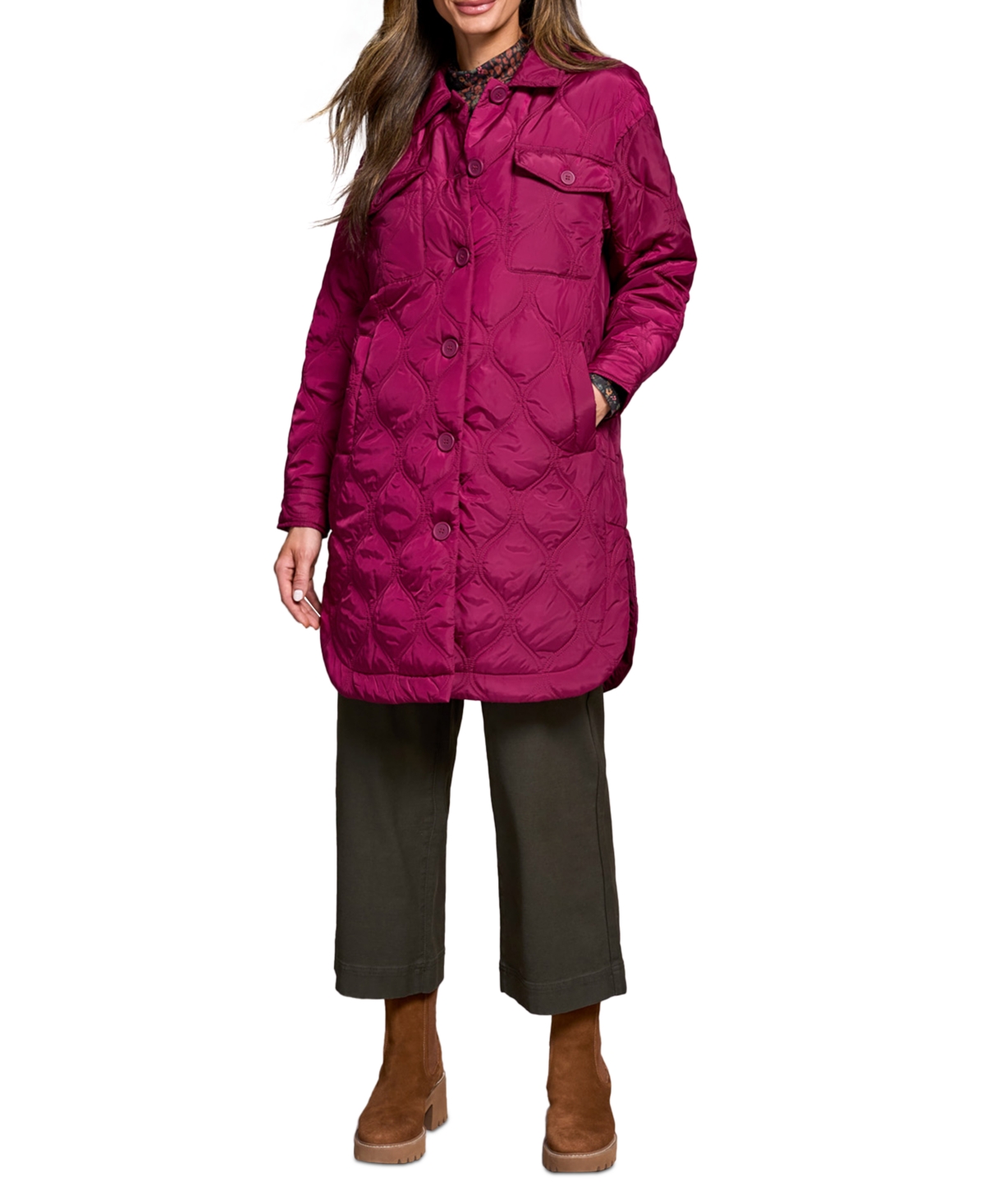 Click here for Tribal Womens Long Quilted Button-Up Jacket with P... prices