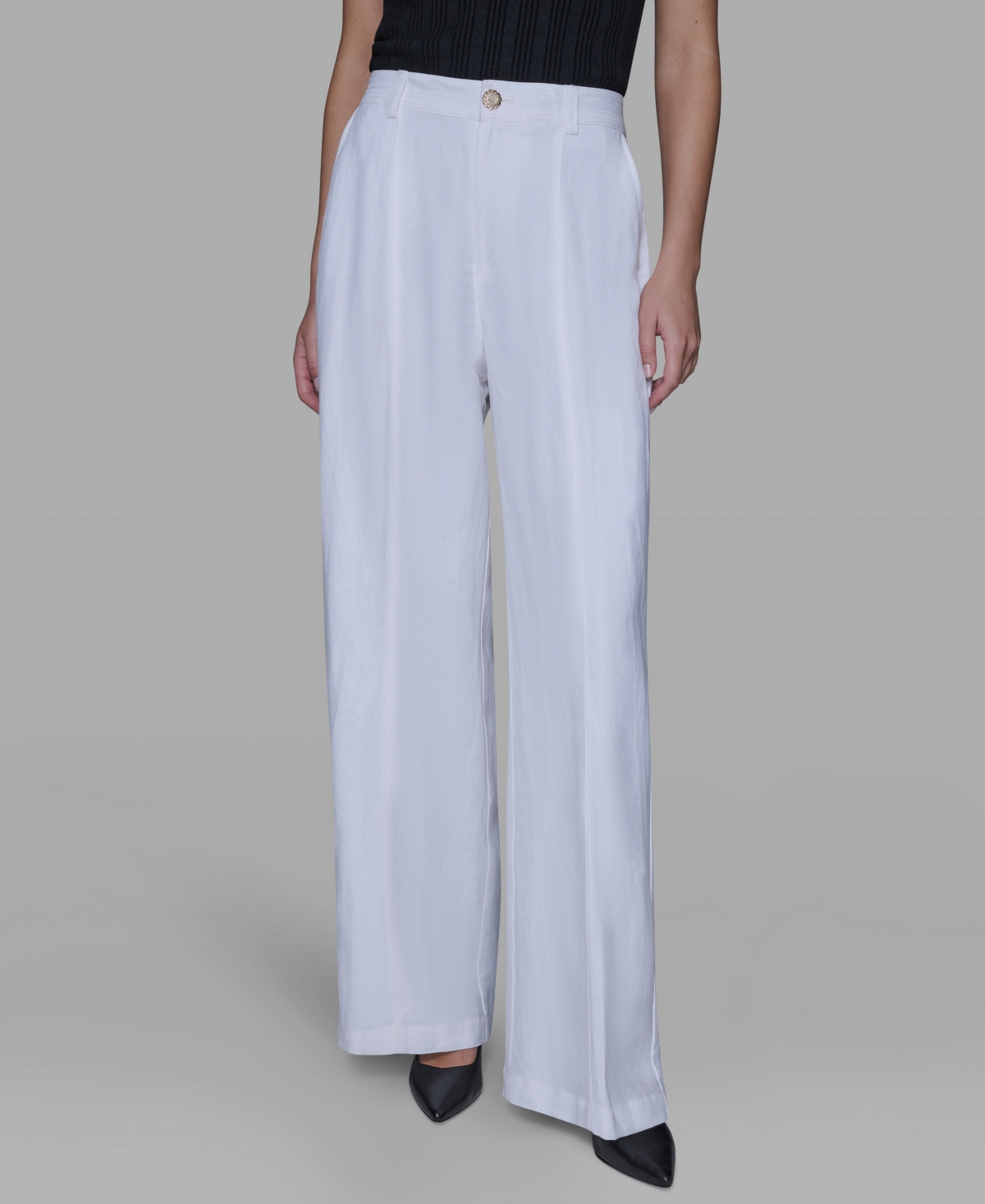 Karl Lagerfeld Paris Womens Straight Pocket Detail Pants - Soft White