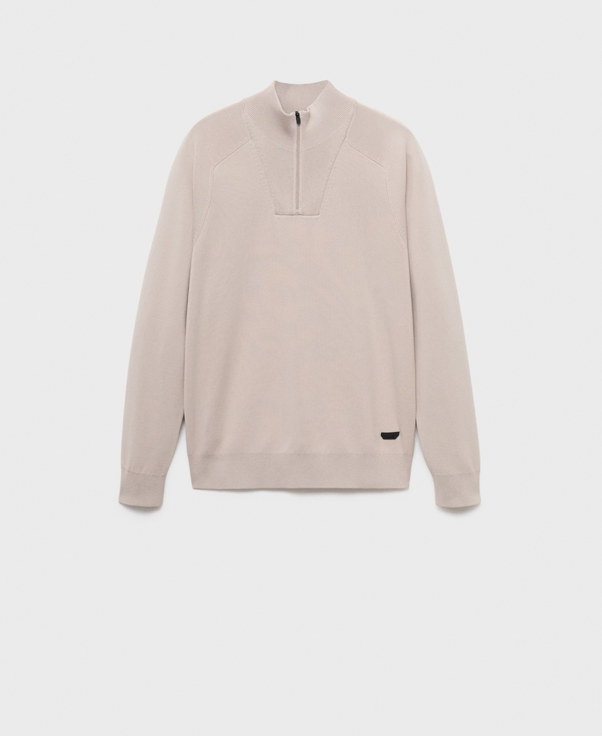 Click here for Mango Mens Breathable Zip-Neck Sweater - Ivory Whi... prices