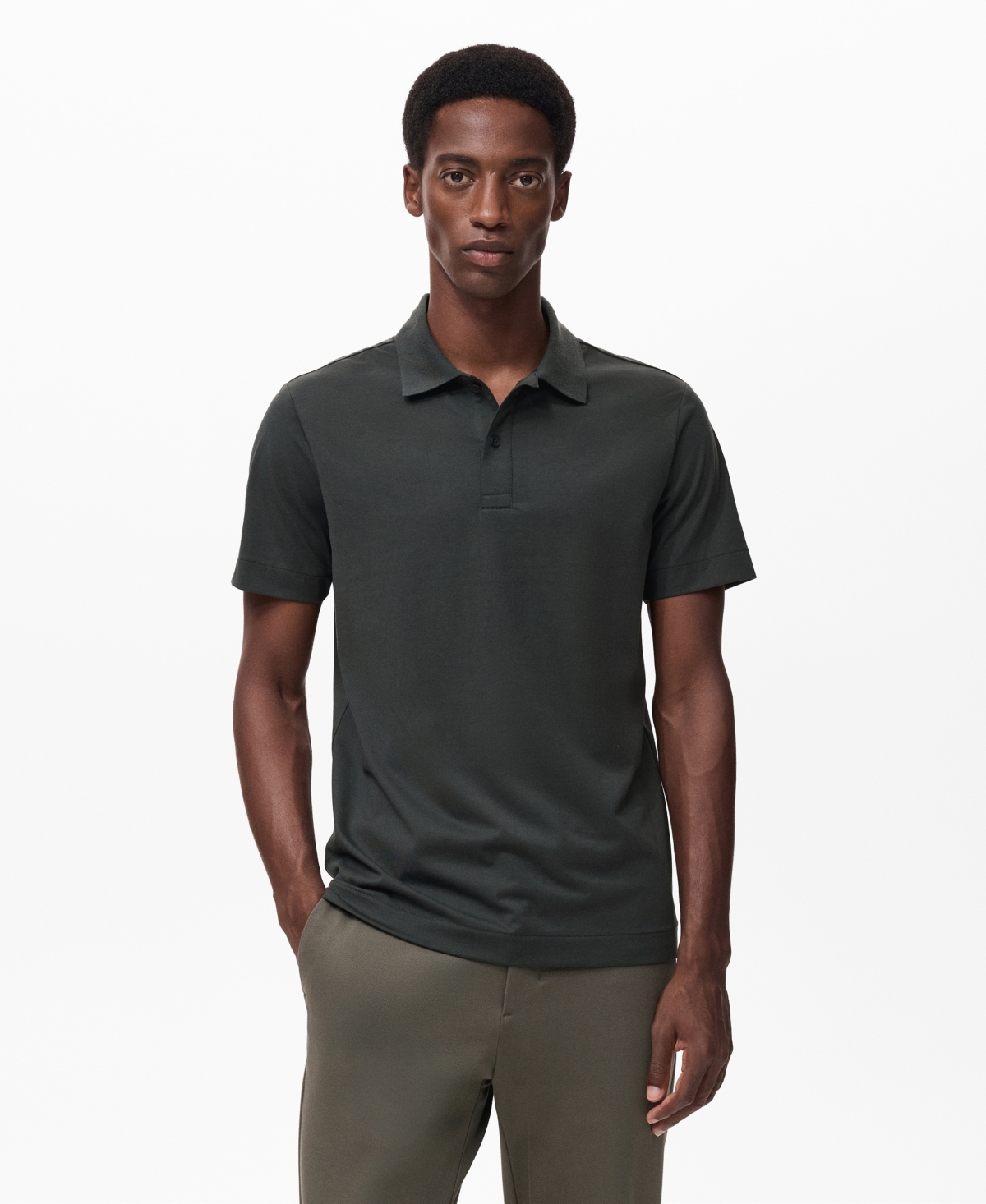 Click here for Mango Mens Slim-Fit Thermolite Polo Shirt - Dark G... prices