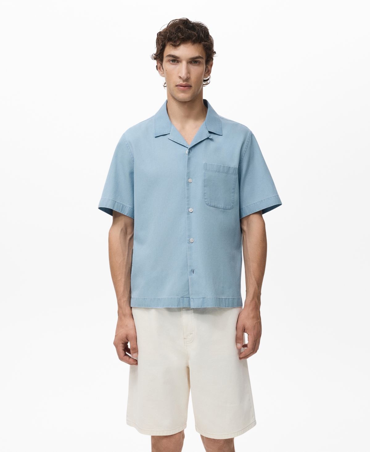 Click here for Mango Mens Cotton Denim Shirt - Light Blue prices