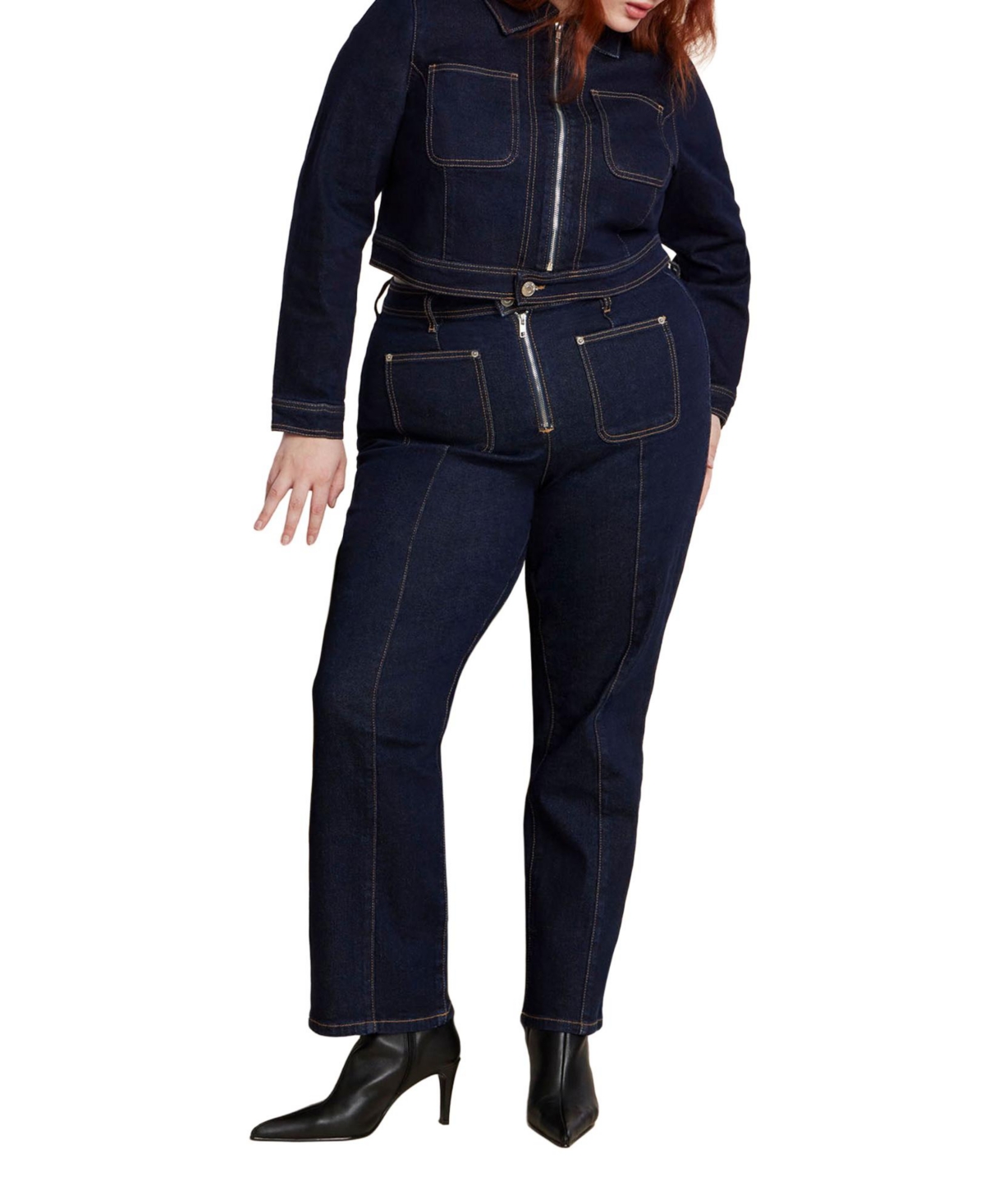 Click here for Eloquii Womens Zip Front Bootcut Jean - True dark... prices