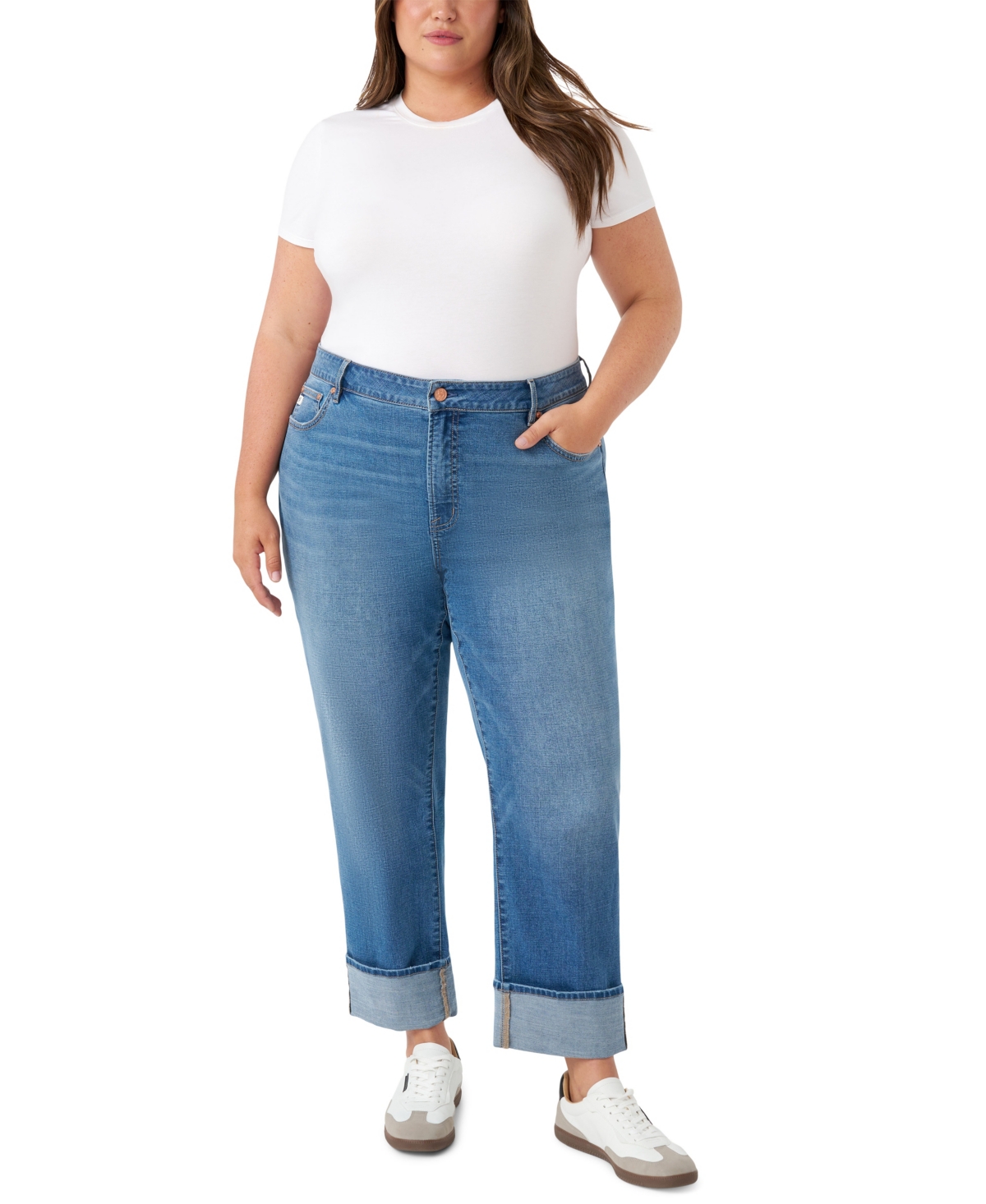 Click here for Seven7 Plus Size Vintage Straight Cuffed Jeans - O... prices