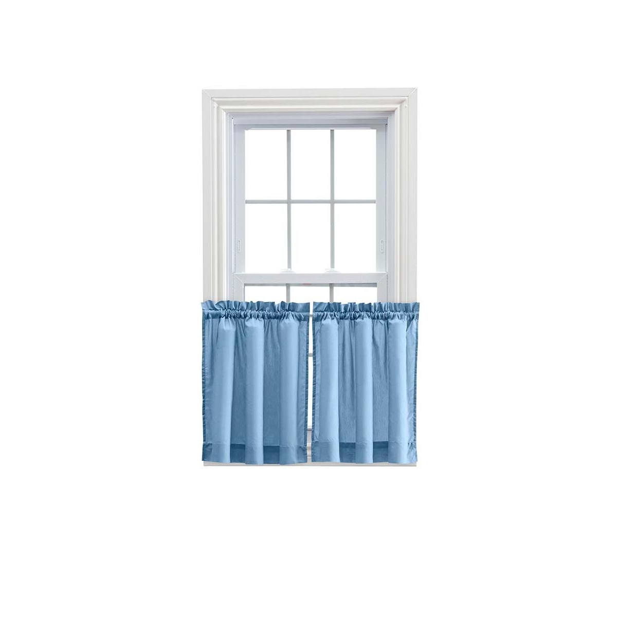 Ellis Stacey 1.5" Rod Pocket High Quality Fabric Solid Color Window Tailored Tier Pair 56"x30" Slate - Slate