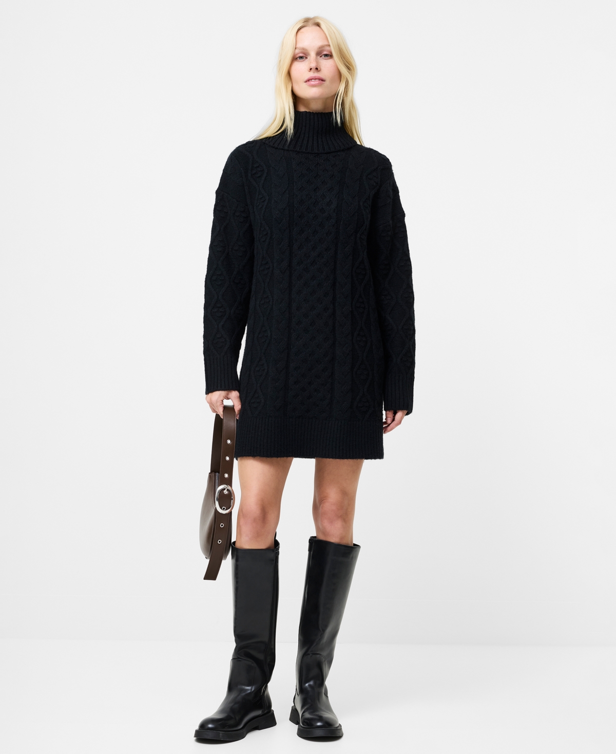French Connection Womens Makira Turtle Neck Dress - Black