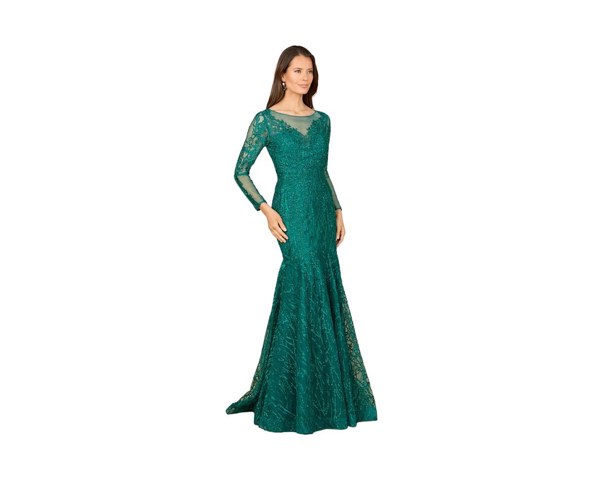 Click here for Lara Womens Mermaid  Long Sleeve Lace Gown - Green prices