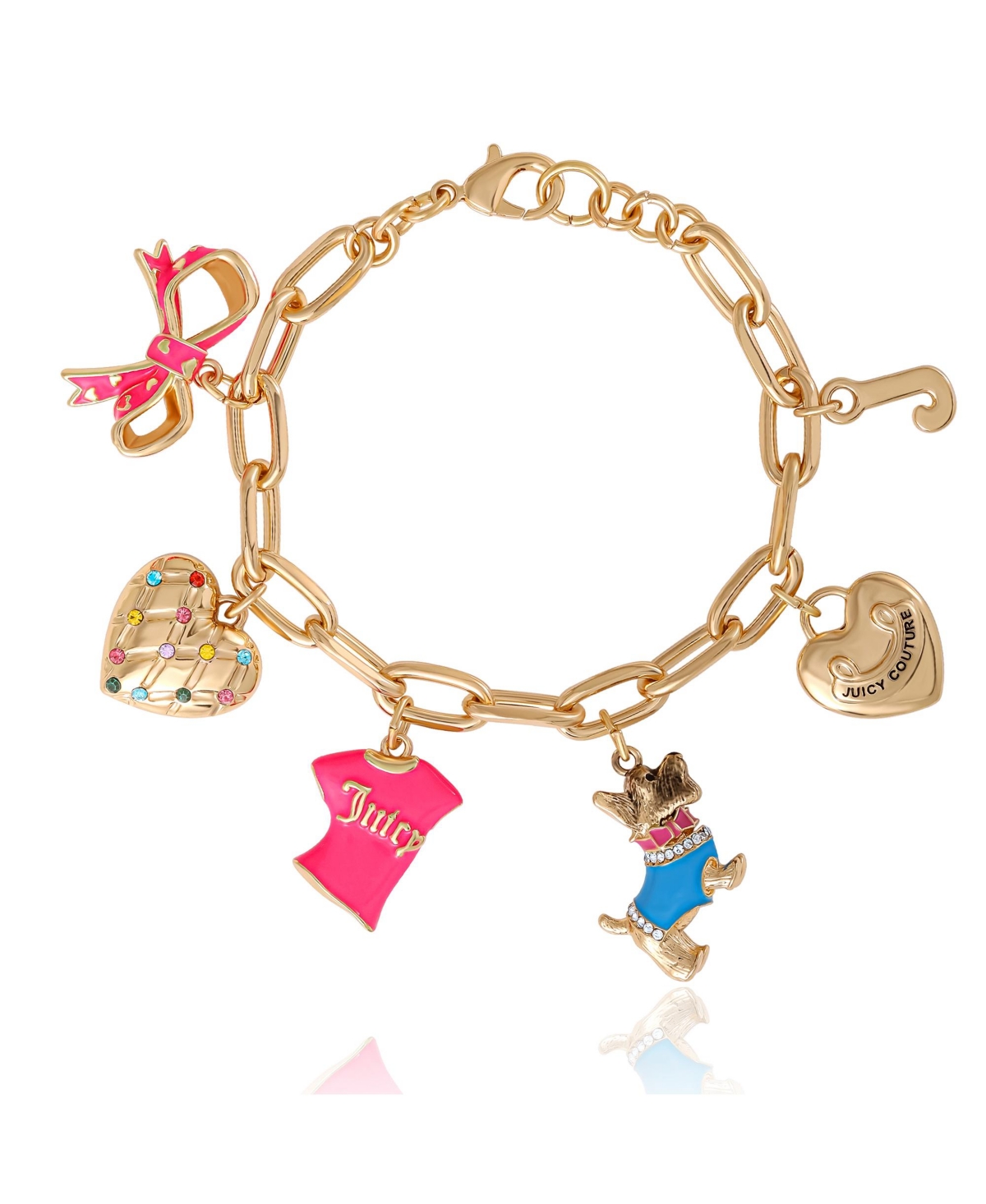 Click here for Juicy Couture Pink and Gold Charm Bracelet with Bo... prices